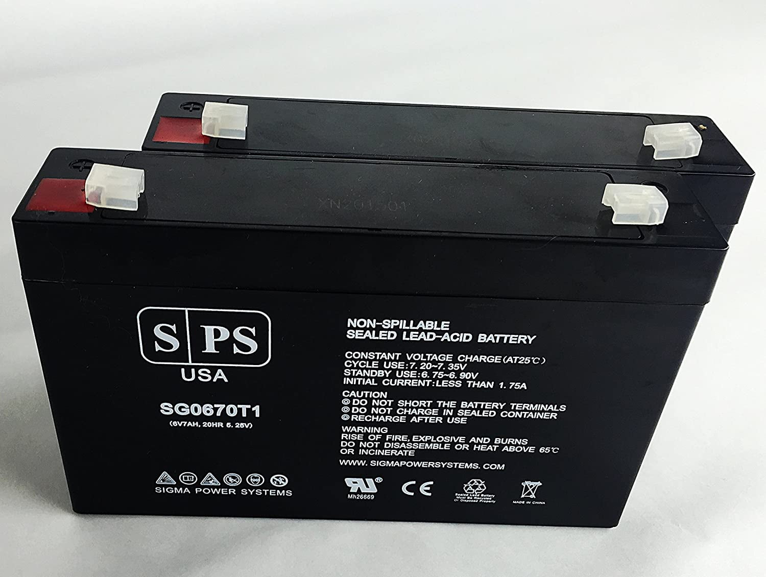 SPS Brand 6V 7 Ah Replacement Battery (SG0670T1) for Dyna Ray 909 (2 ...
