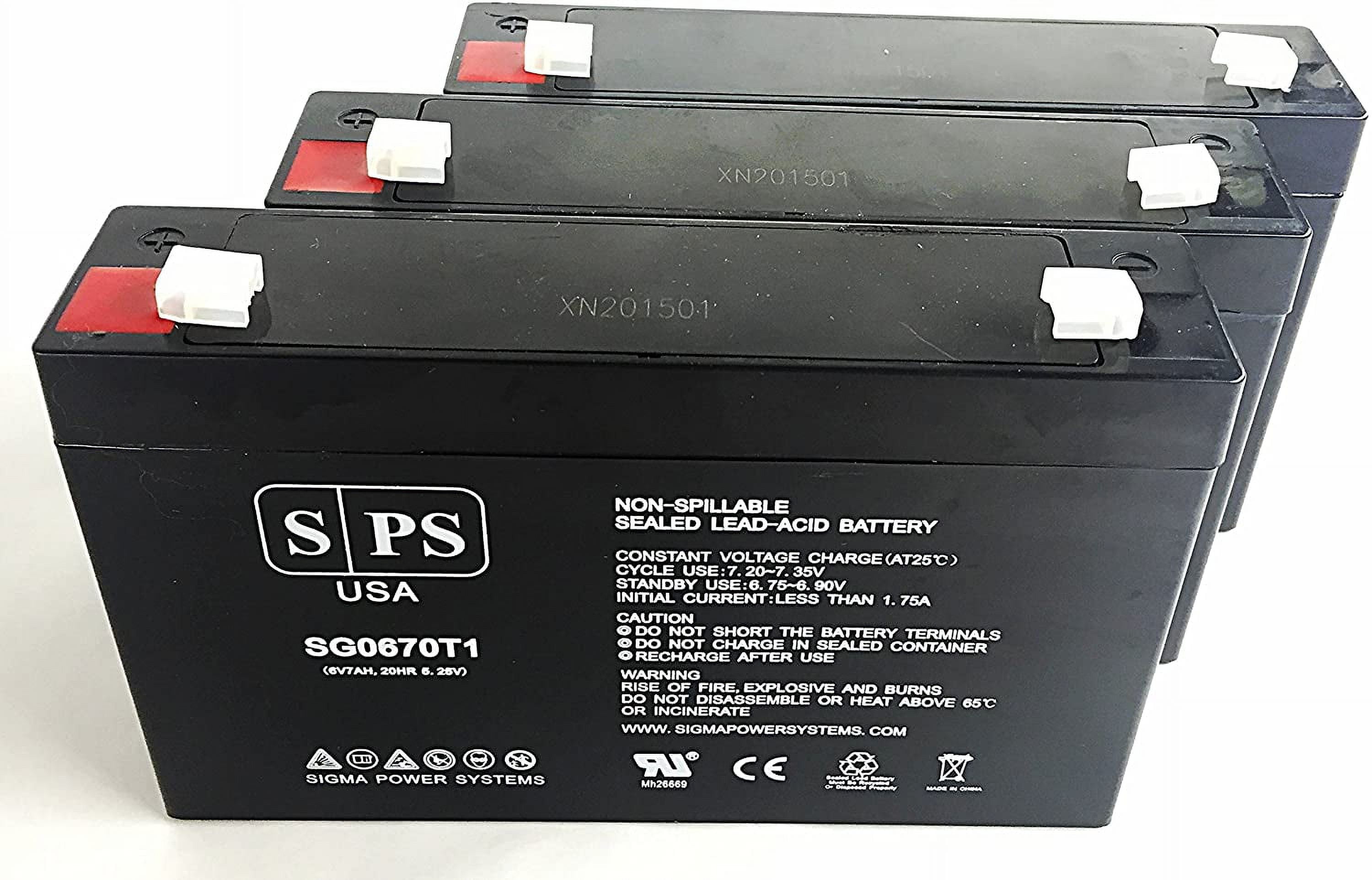 SPS Brand 6V 7 Ah Replacement Battery (SG0670T1) for GS Portalac PE76R ...