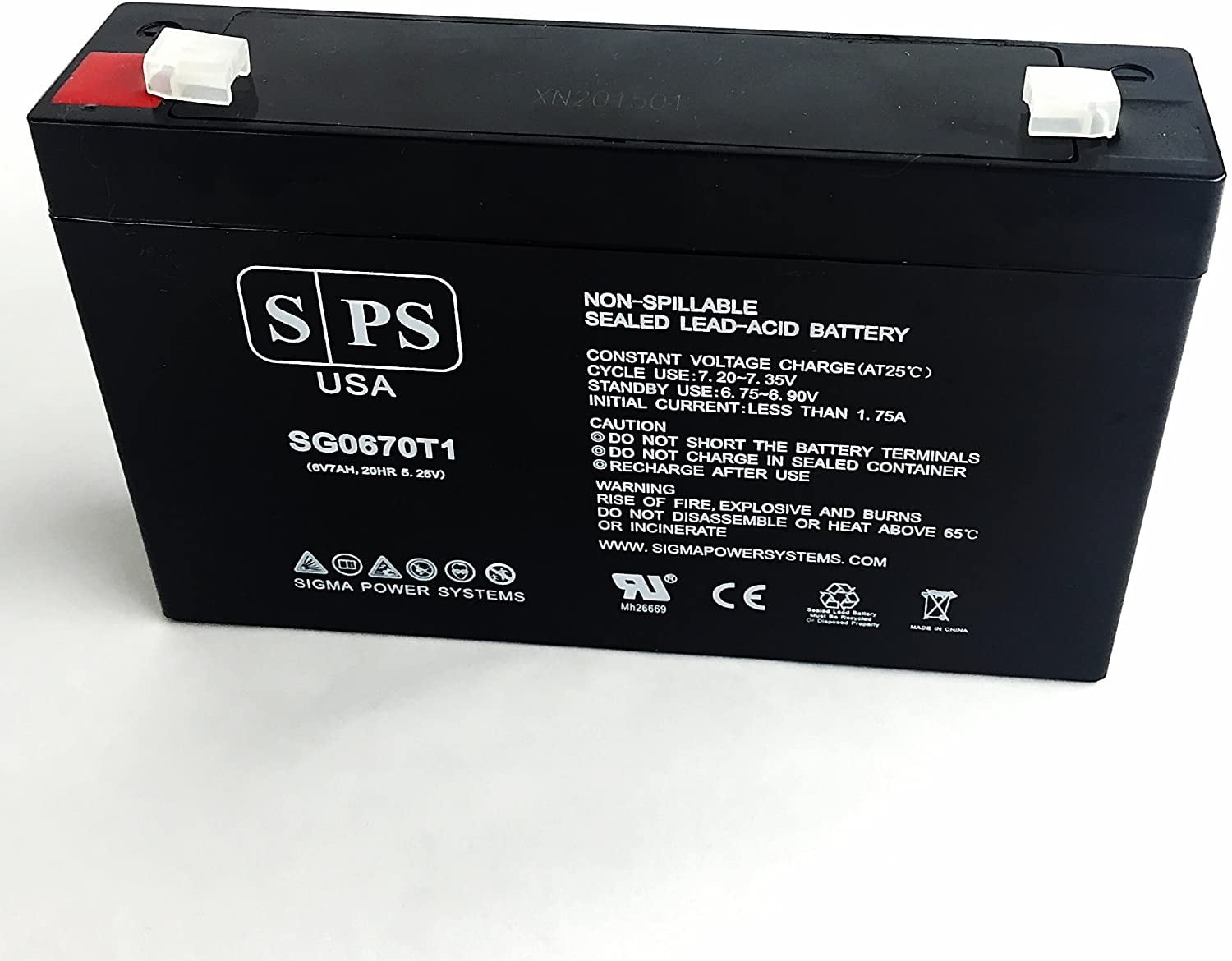 SPS Brand 6V 7 Ah Replacement Battery (SG0670T1) for Long Way LW-3FM7 ...