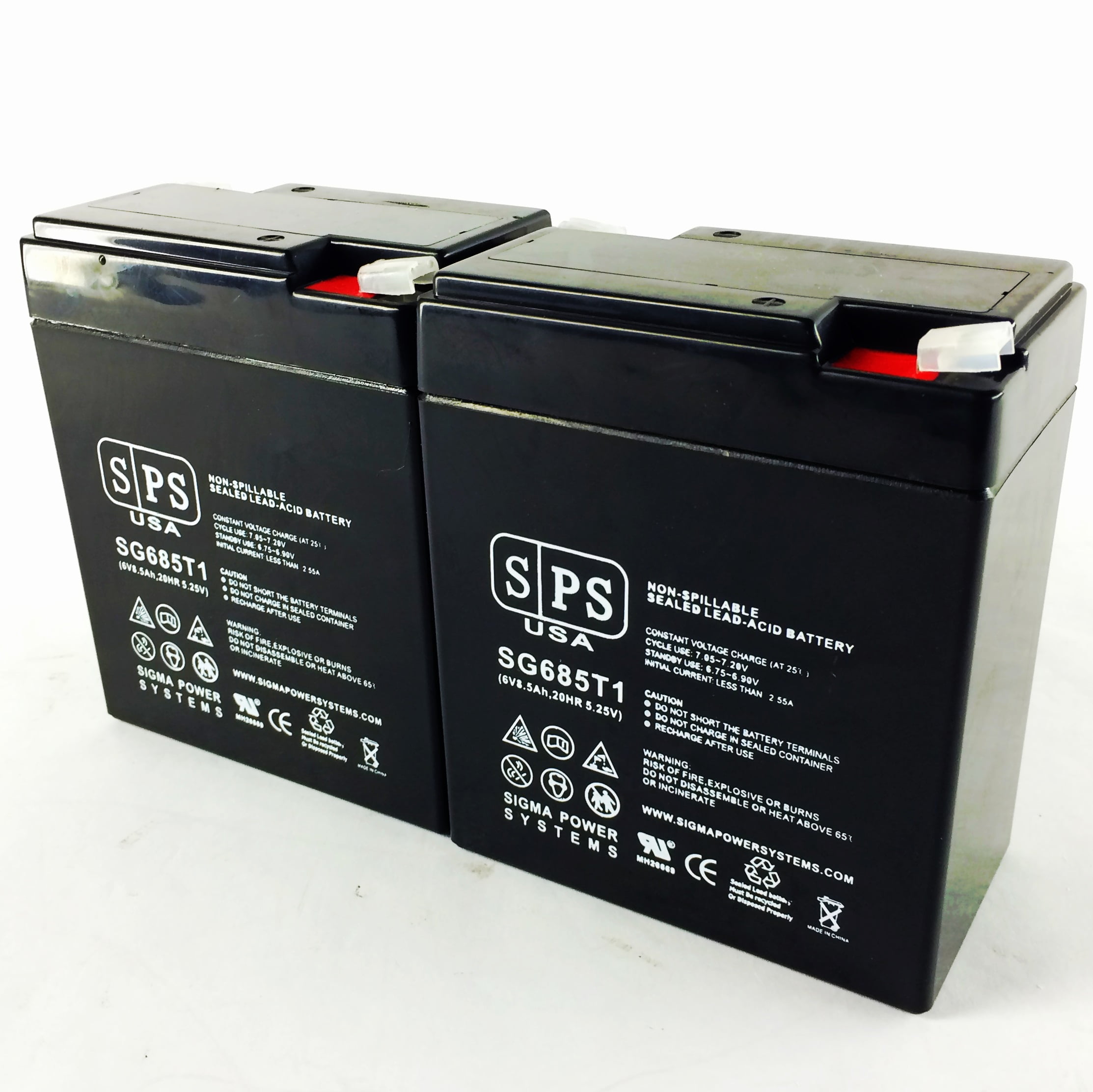 SPS Brand 6V 8.5Ah Replacement Battery (SG0685T1) for Dual Lite 4X5 12V ...