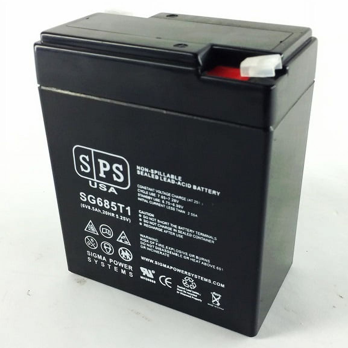 SPS Brand 6V 8.5Ah Replacement Battery (SG0685T1) for Johnson Control ...