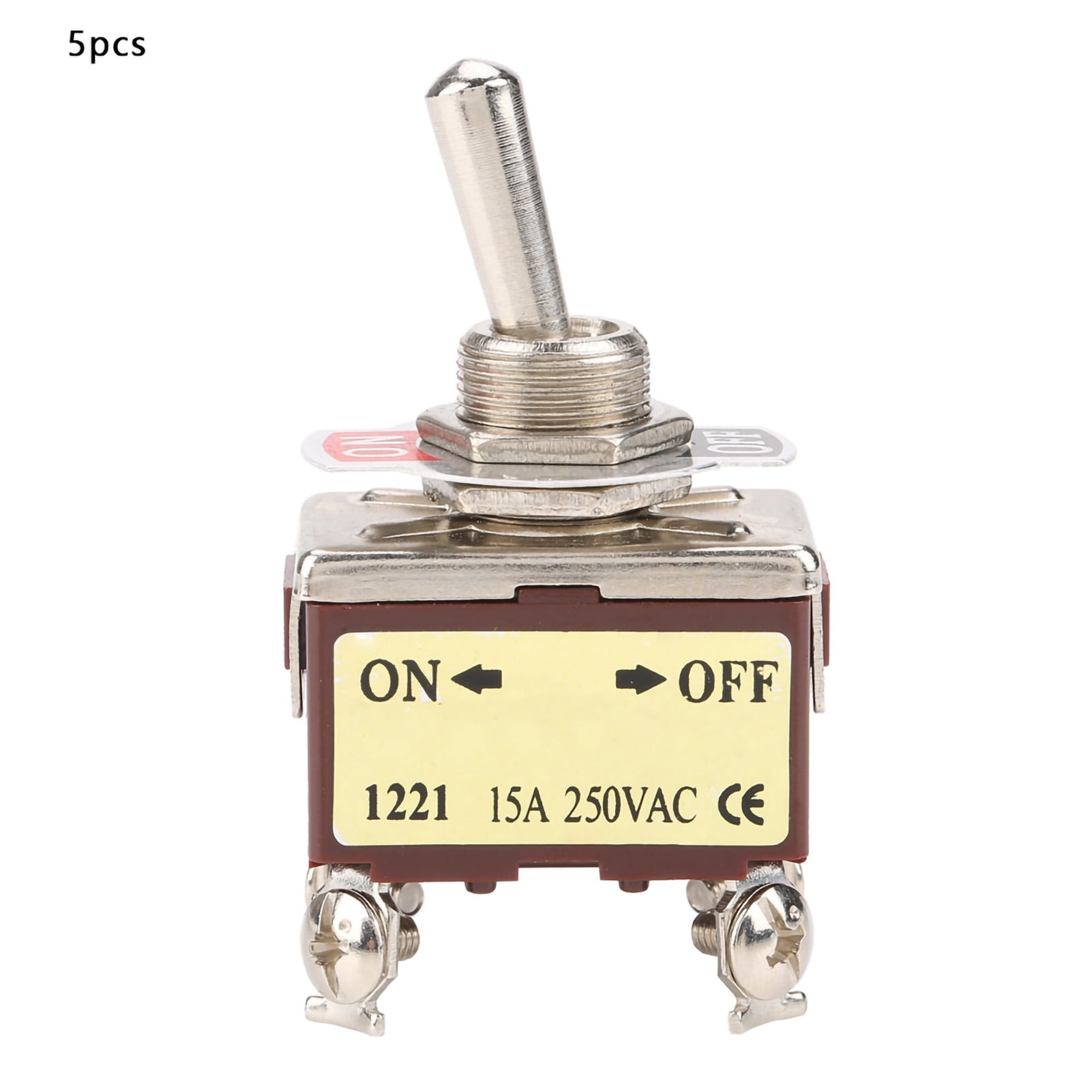 SPST 2-Position On/Off Toggle Switch 4-Pin 12mm Mount, 15A 250VAC ...