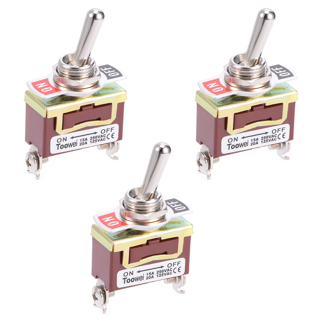 SPST Rocker Toggle Switch Heavy 15A 250V 20A 125V 2 Pin ON/OFF 3pcs ...
