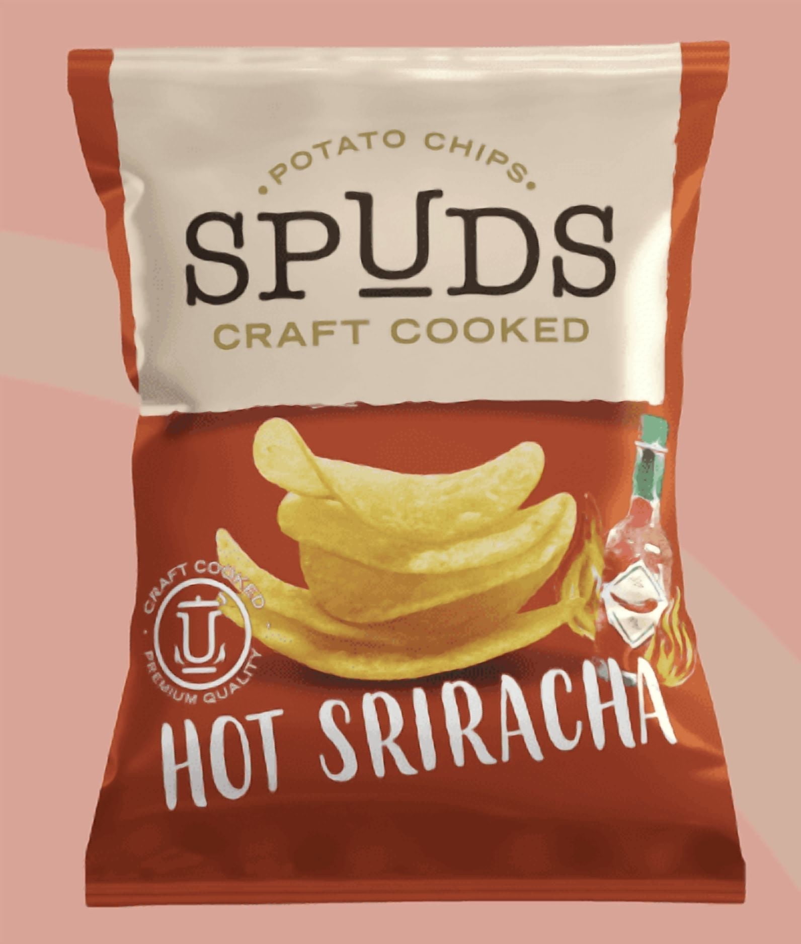 SPUDS POTATO CHIPS - CRAFT COOKED - HOT SRIRACHA - 12 Pack (145g each ...