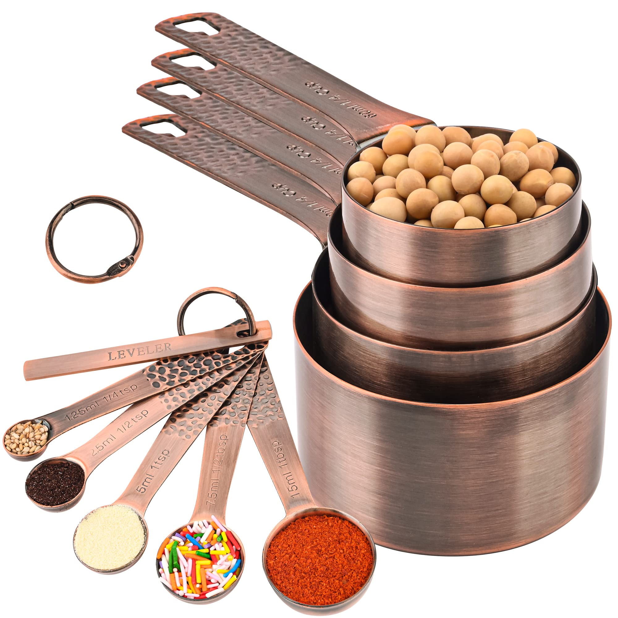 SPUVGVC Measuring and Spoons Set, Copper Measuring and Spoons Set ...