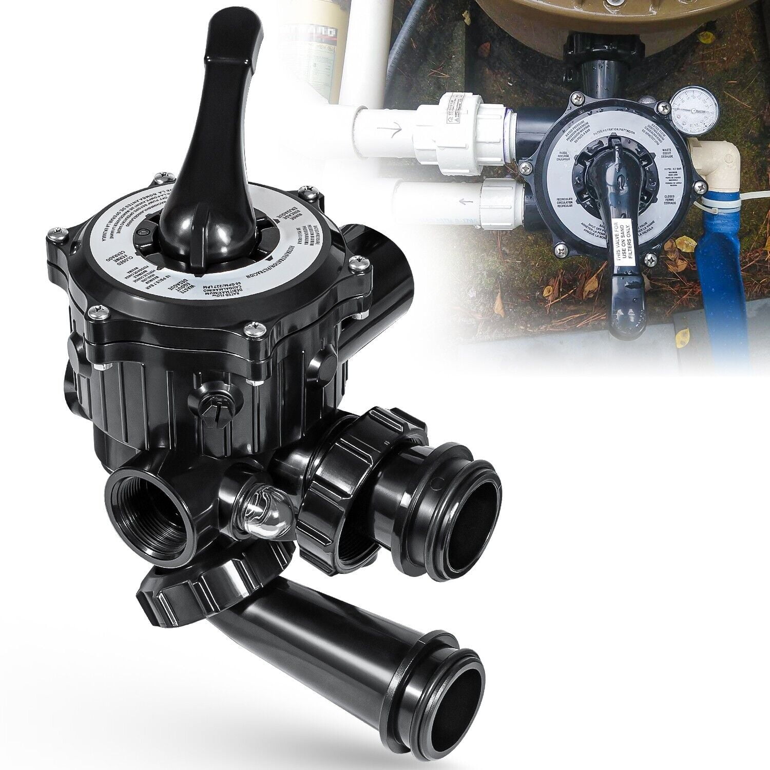 SPX0710X32 Vari-Flo Multiport Valve 1.5" For Hayward S200 and S240 ...