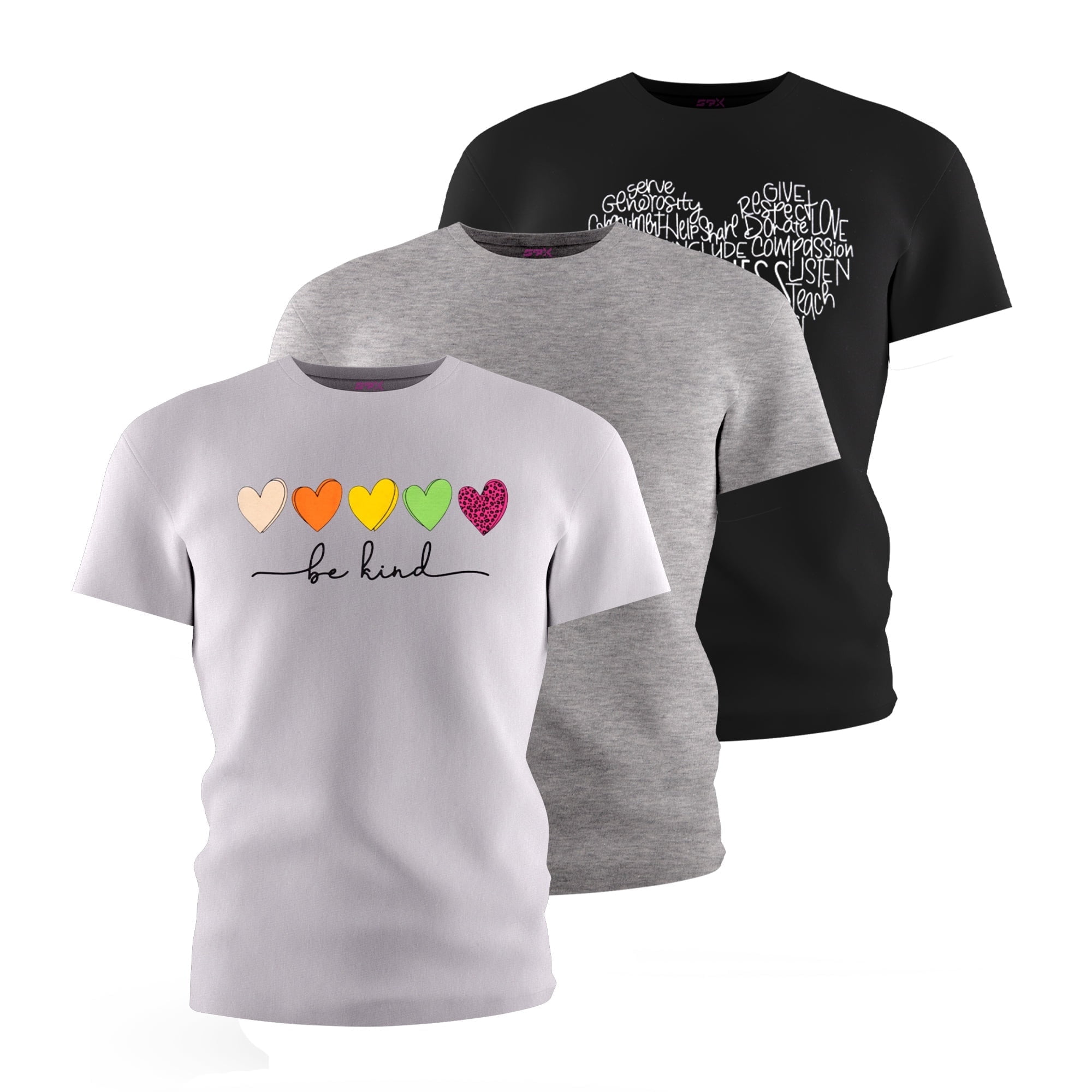 SPXTREME [3 Pack] Girls Boyfriend Short Sleeve Graphic T-Shirts Junior ...