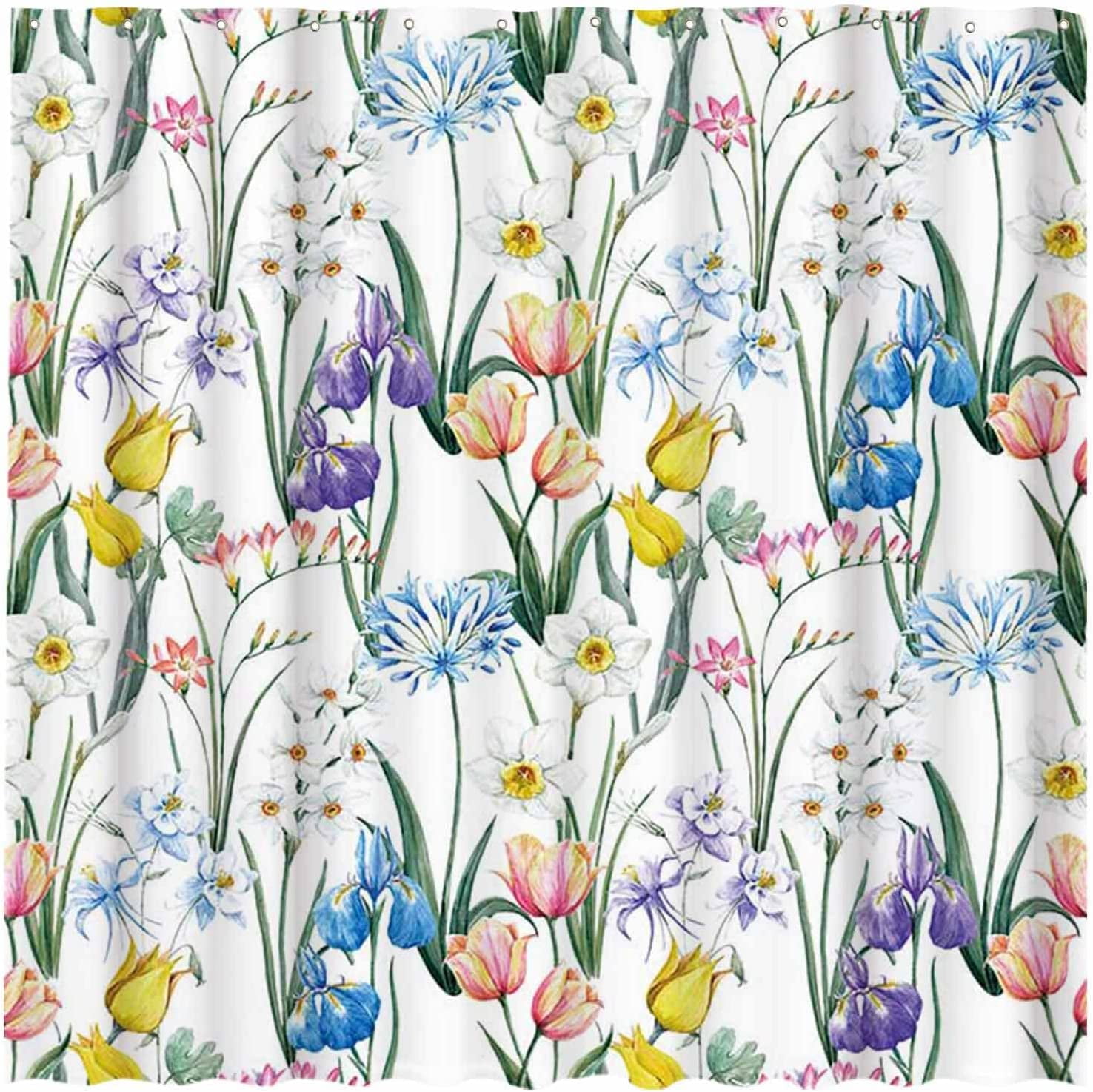 SPXUBZ 72x72 Spring Floral Shower Curtain for Bathroom Set Colorful ...