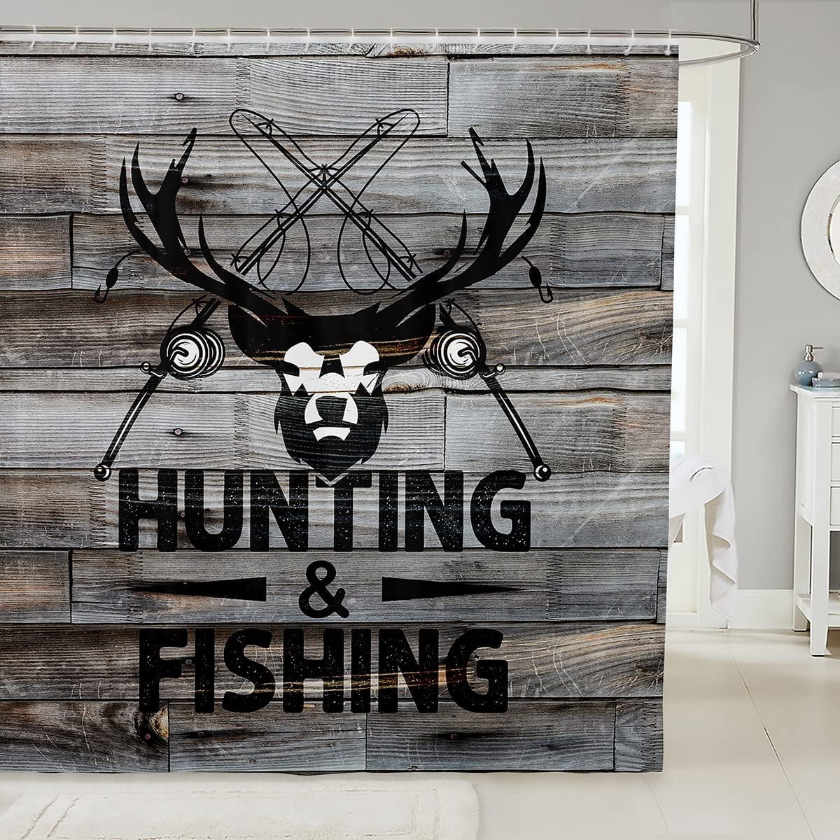 SPXUBZ 72x72 inch Kids Rustic Fishing Hunting Women Men Farmhouse Cabin ...