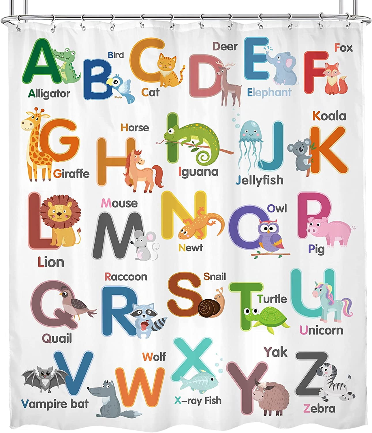 SPXUBZ ABC Learning Alphabet Shower Curtain 72x72 Inch Nursery Baby ...