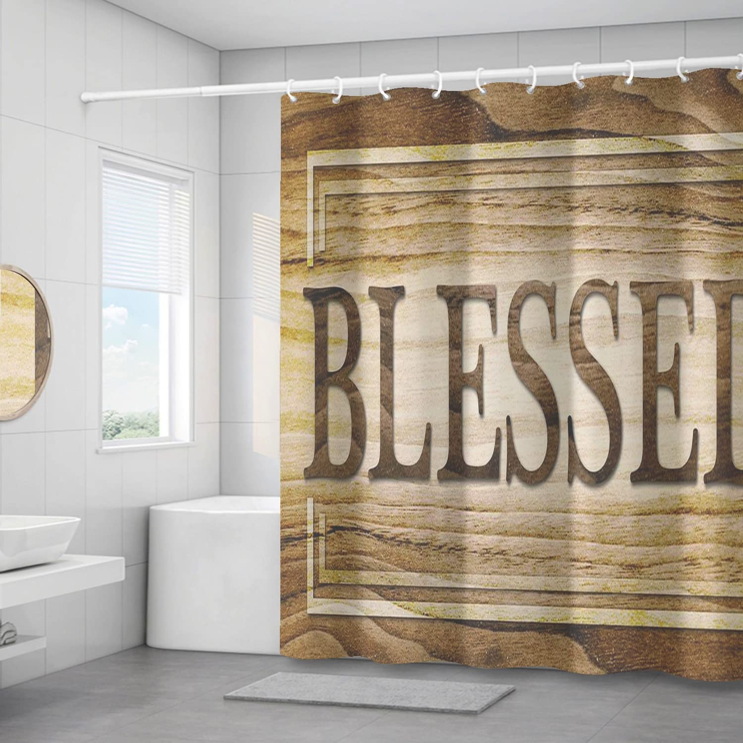 SPXUBZ Art Blessed Home Natural Simple Shower Curtains for Bath Shower Curtains for Bathroom ...