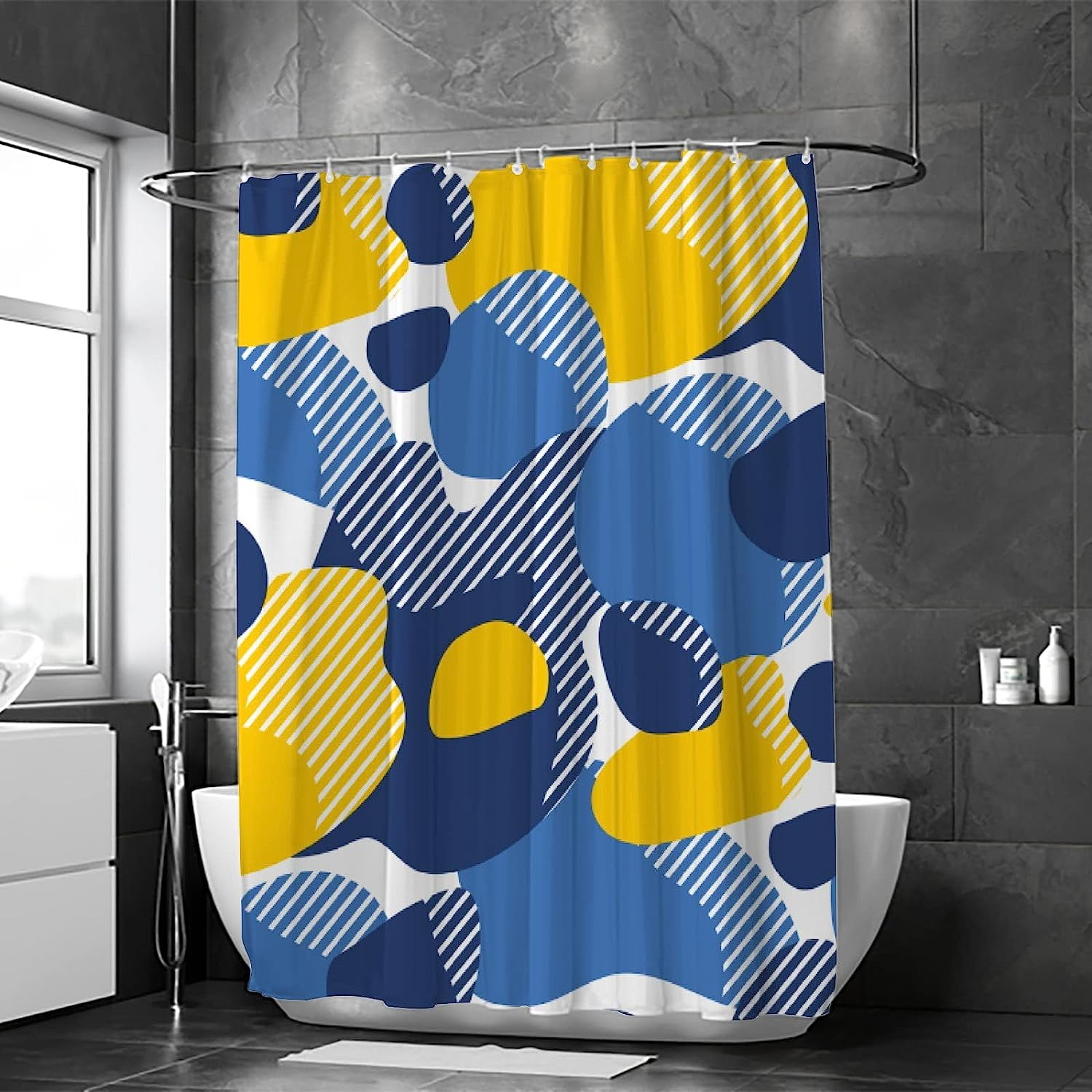 Spxubz Bathroom Shower Curtain 72 X 72 Inch With 12 Hooks Simple Modern