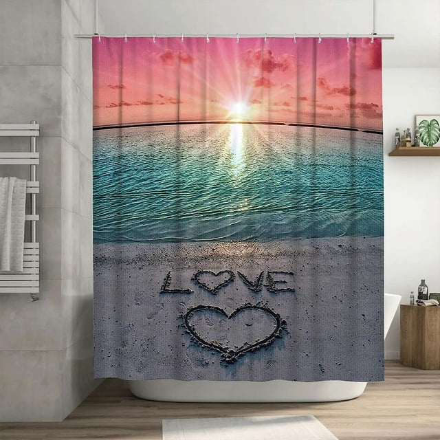 Spxubz Beach Shower Curtain Ocean Coastal Nautical Bathroom Shower