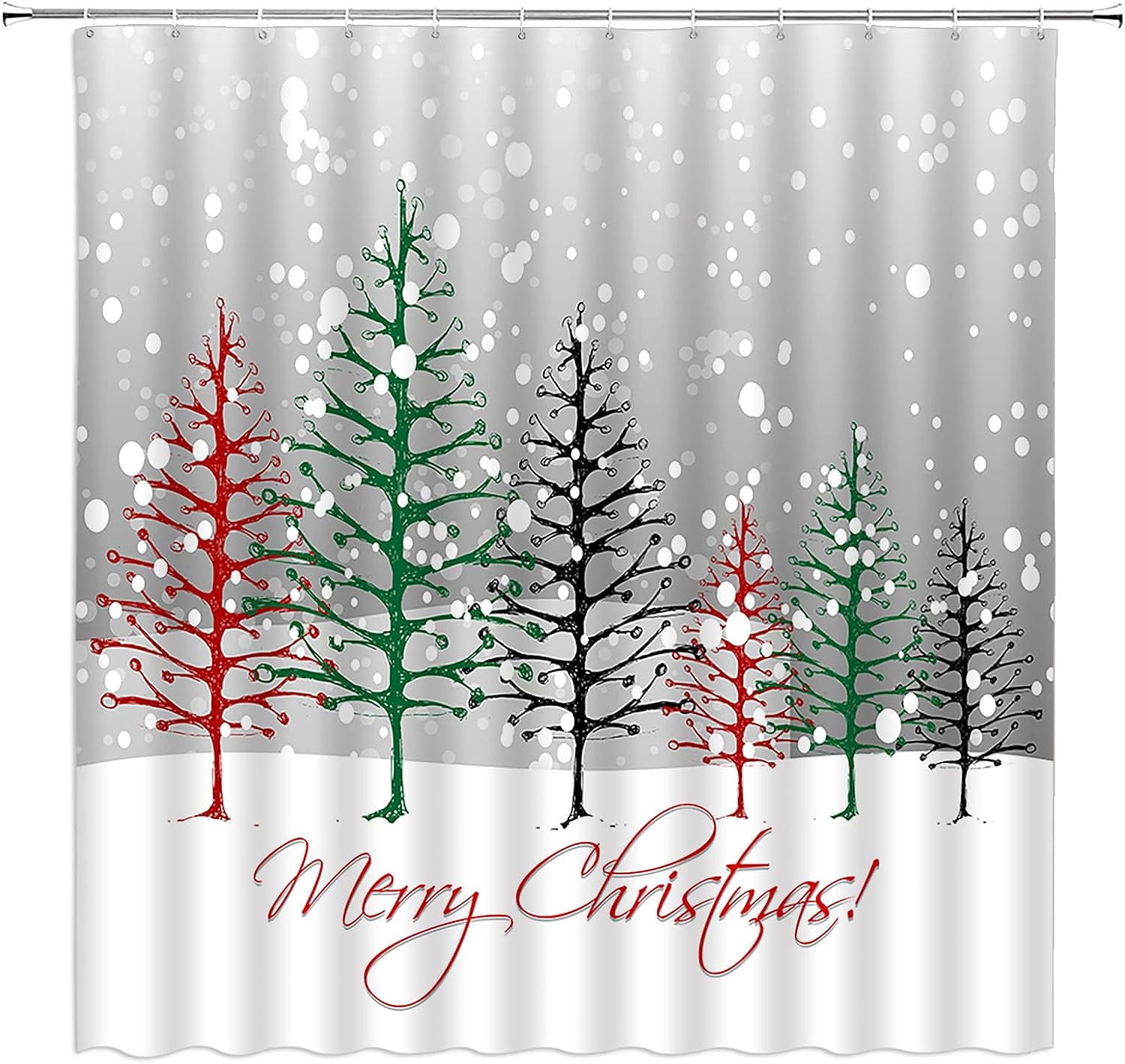 SPXUBZ Christmas Tree Shower Curtain Colorful Xmas Tree Snowflake Snow ...