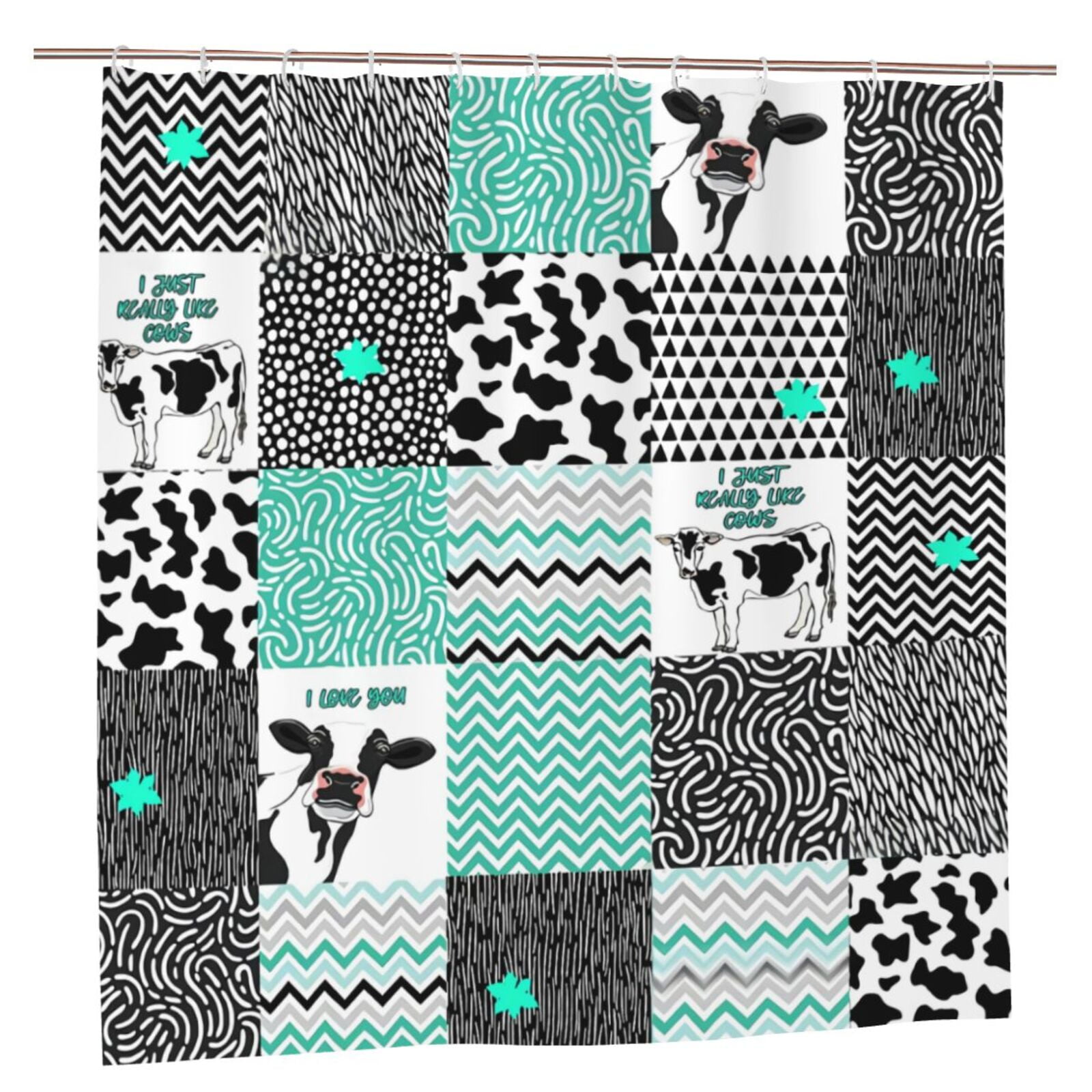 SPXUBZ Cow Print Shower Curtain,Black White Cowhide Vintage Farm Animal ...