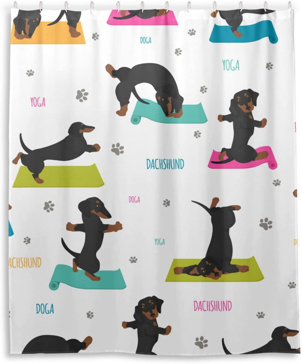 SPXUBZ Cute Dogs Dachshunds Shower Curtain Bathroom Decor Waterproof ...