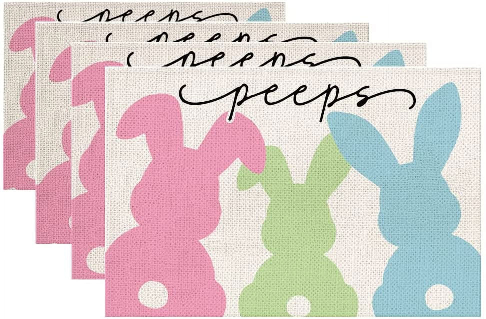 SPXUBZ Easter Placemats, Simple Easter Blue Pink Green Bunny peeps ...
