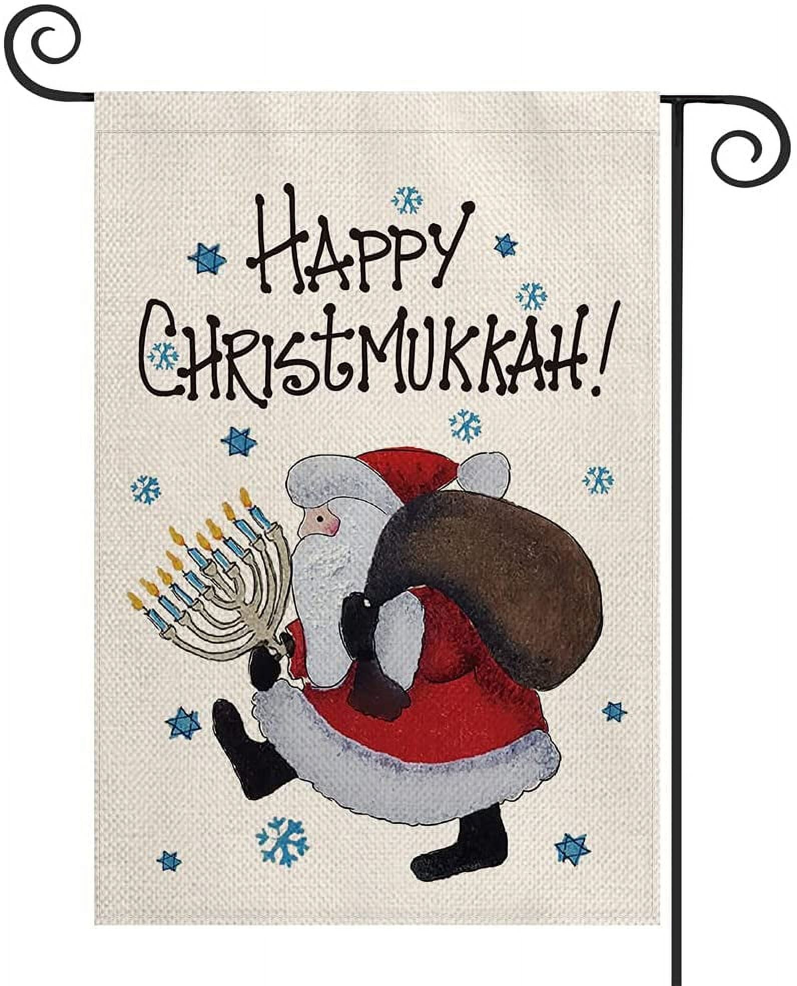 SPXUBZ Happy Christmukkah Garden Flag, 12x18 Inch, Double-Sided ...