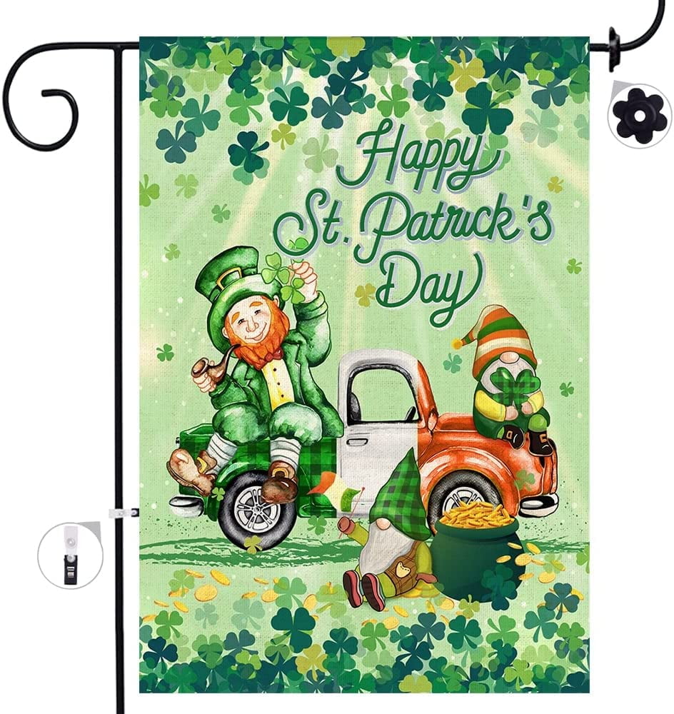 SPXUBZ Happy St Patricks Day Garden Flag, Double Sided Burlap Yard Flags Decors 12x18 Inch ...