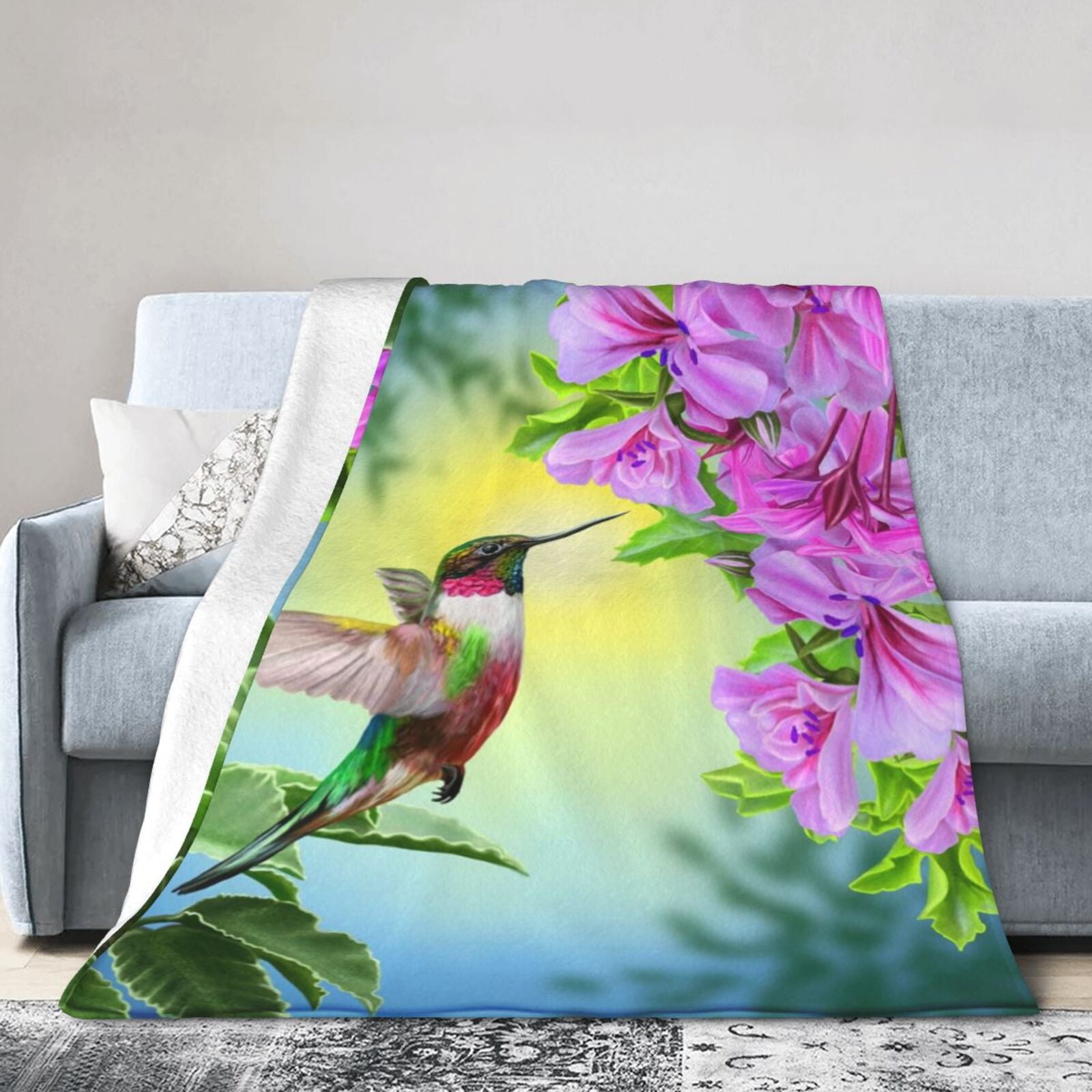 SPXUBZ Hummingbird Flower Blanket Soft Comfortable Lightweight Throw ...