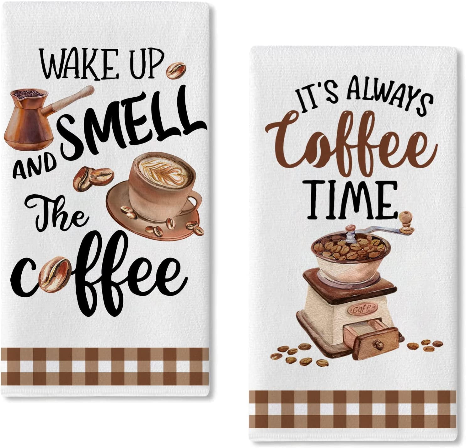 SPXUBZ Kitchen Towels, Brown Coffee Bean Grinder Coffee Towels for Home ...