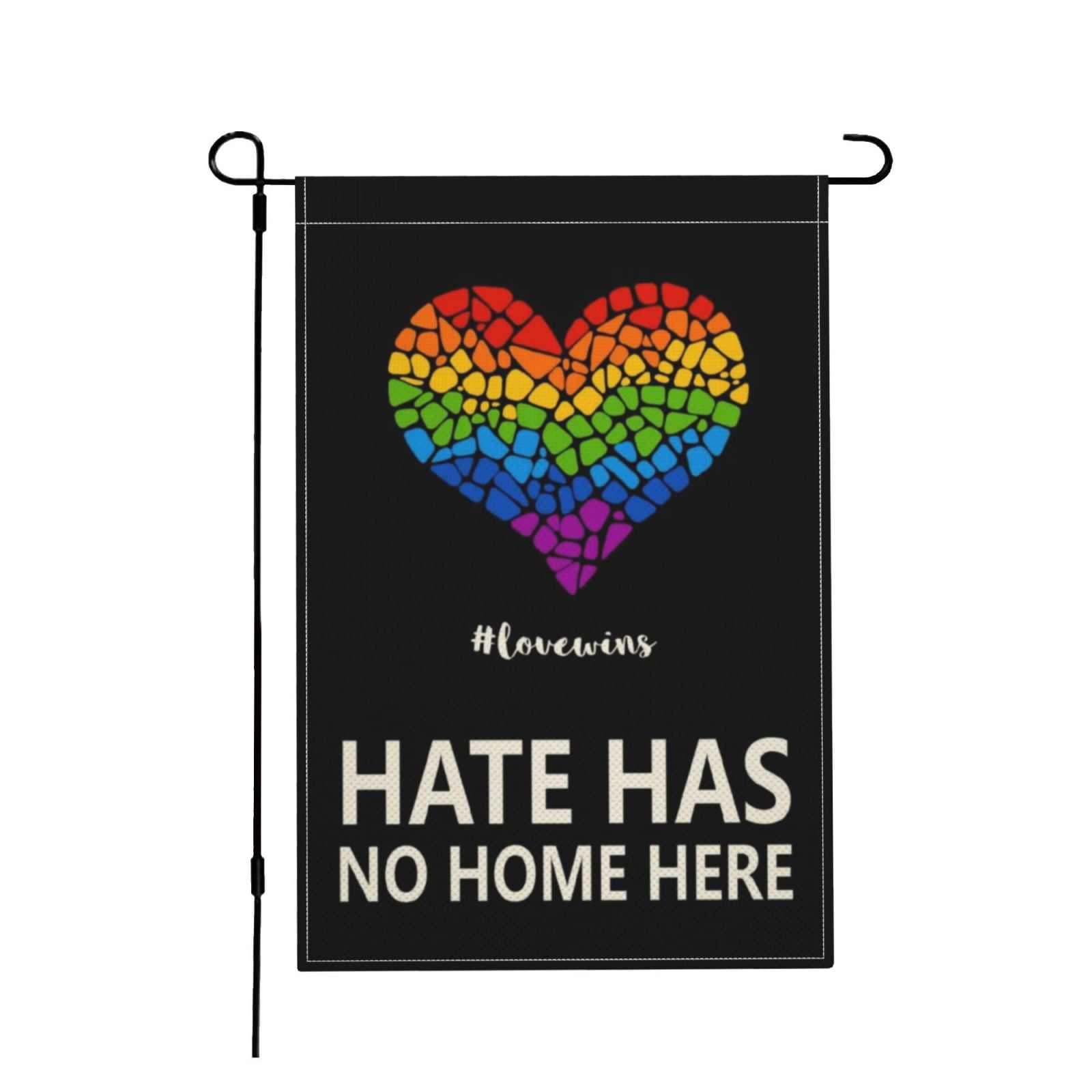 SPXUBZ LGBT Pride 12” x 18” Hate Has No Home Here Garden Flag Yard Sign ...
