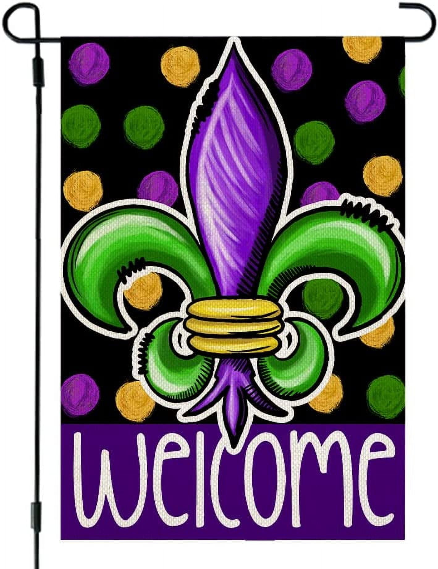 SPXUBZ Mardi Gras Garden Flag for Outside 12x18 Inch Double Sided Small ...
