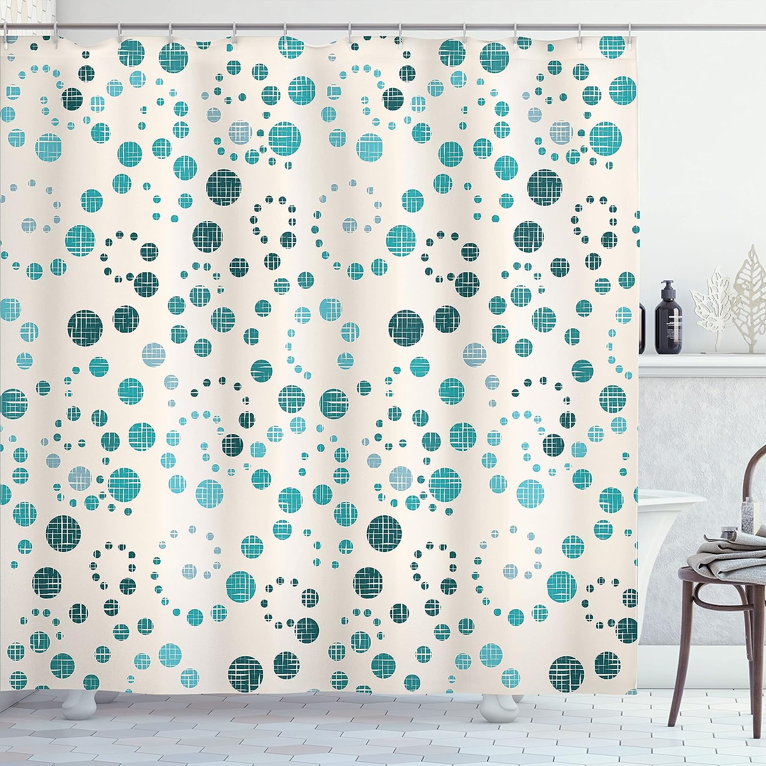 SPXUBZ Modern Art Shower Curtain, Grunge Polka Dots Spots Backdrop ...