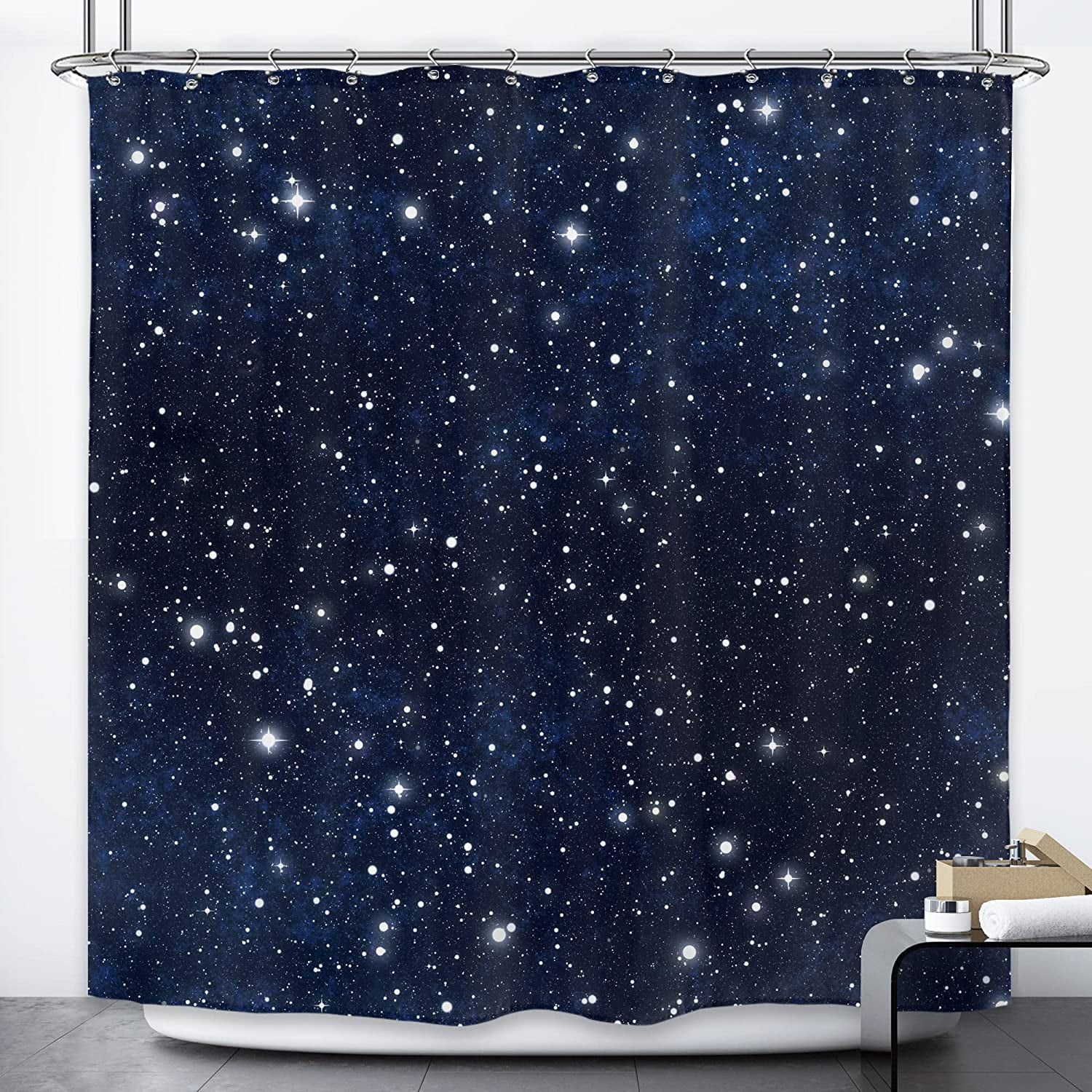 SPXUBZ Night Sky Space Shower Curtain (No Glitter) Star Bathroom Decor ...