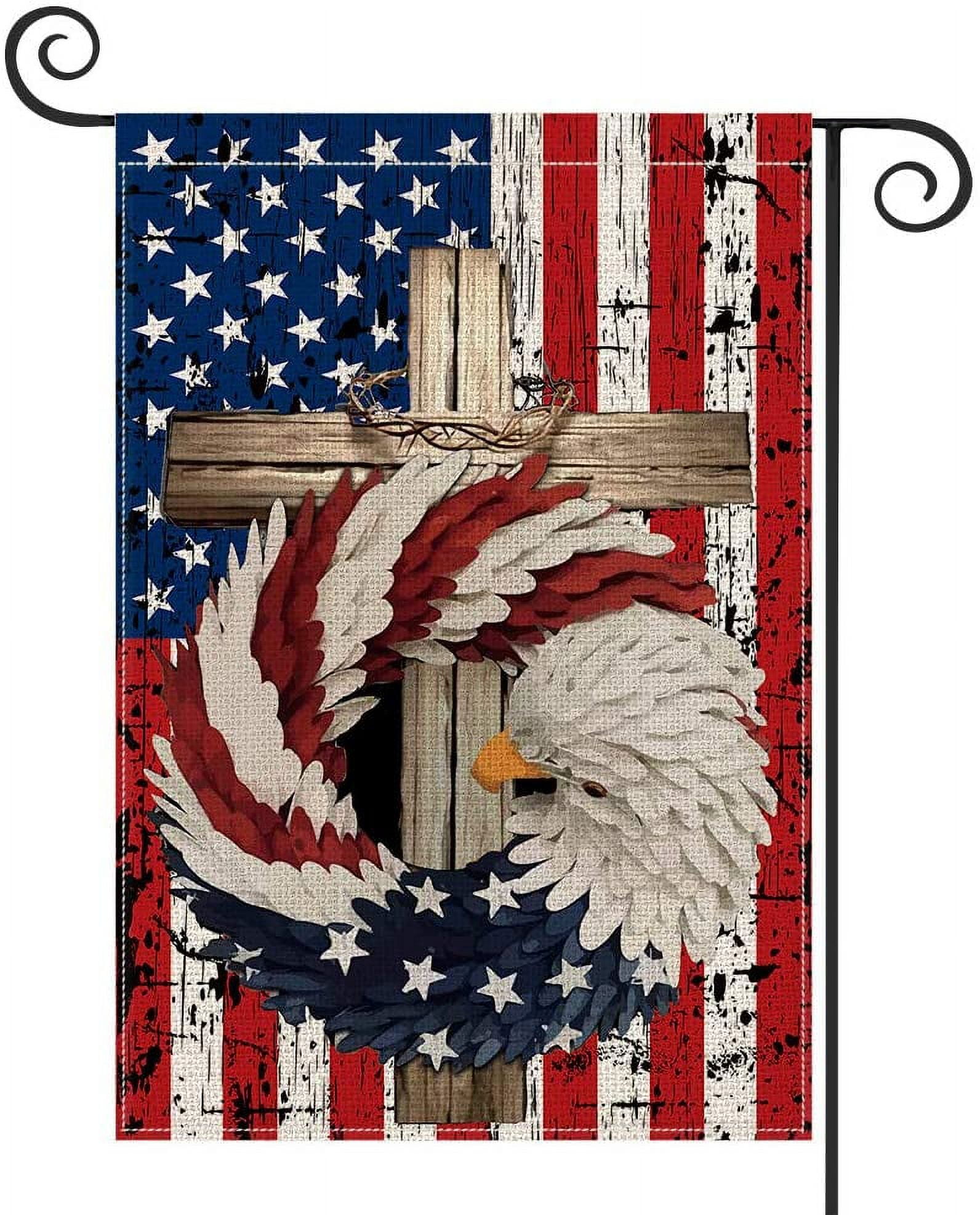 SPXUBZ Patriotic Strip and Star Eagle Wreath Garden Flag Vertical ...