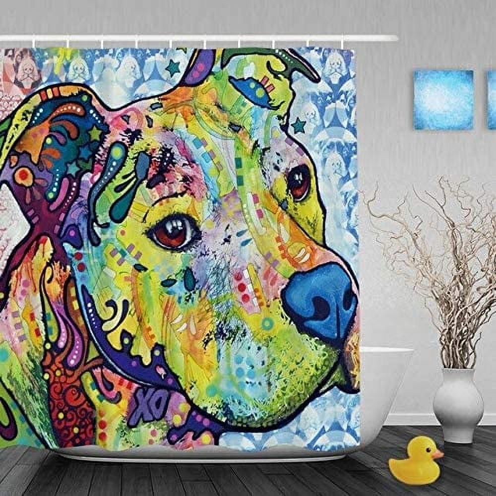 SPXUBZ Pet Pitbull Dog Shower Curtains Colorful Art Animal Bathroom ...