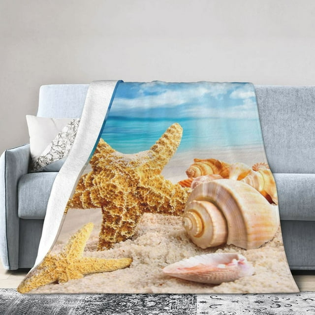 SPXUBZ Starfish Blanket Seashell Conch Beach Soft Lightweight Print ...