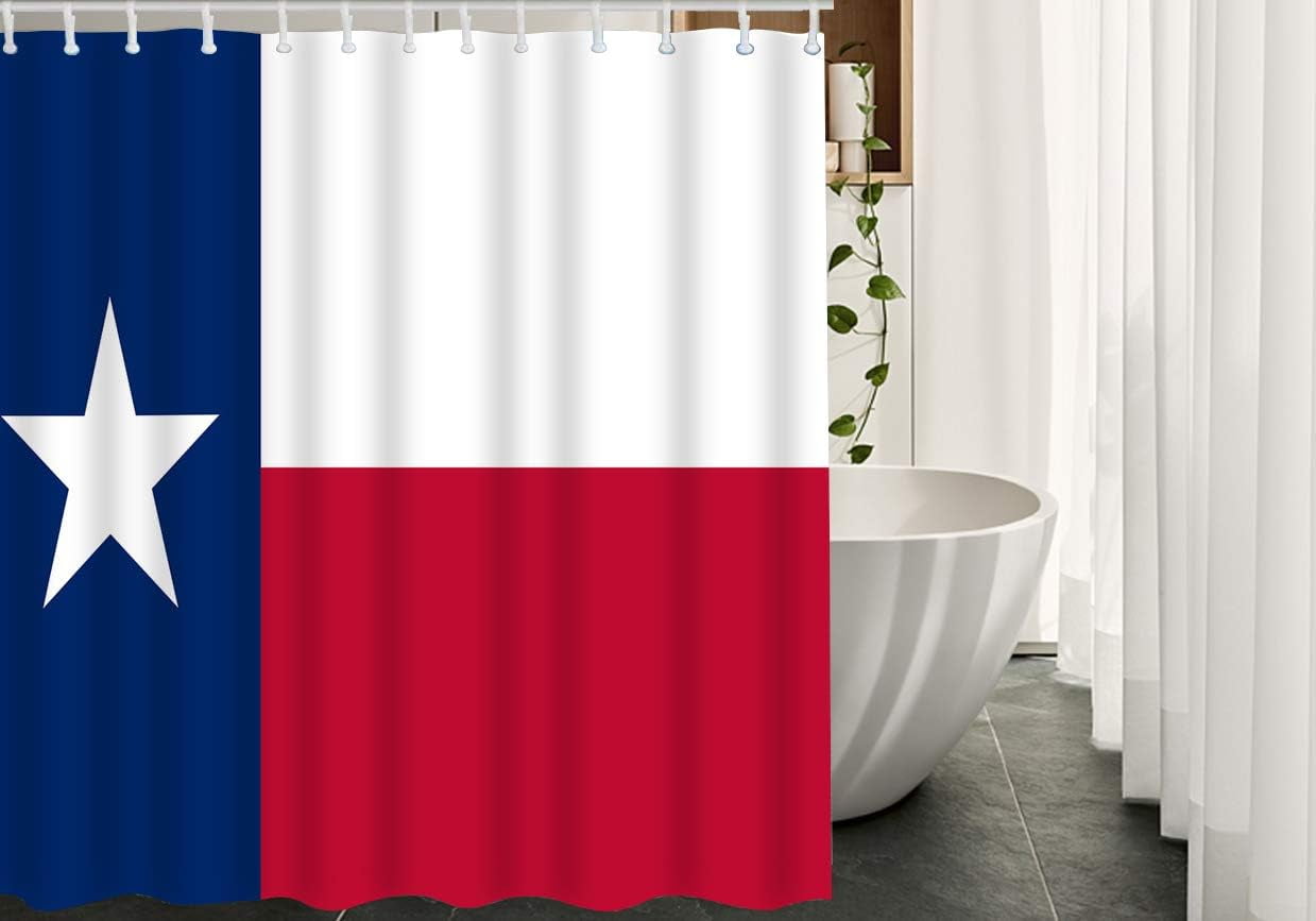 SPXUBZ Texas Flag Fabric Shower Curtain with Hooks State Dallas Houston ...