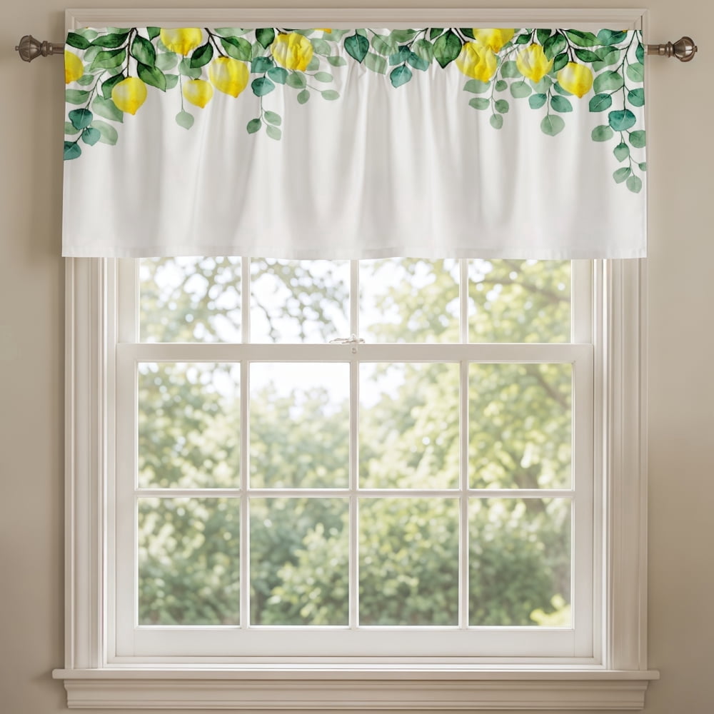 SPXUBZ Watercolor Lemon Eucalyptus Greenery Botanical Window Valance ...