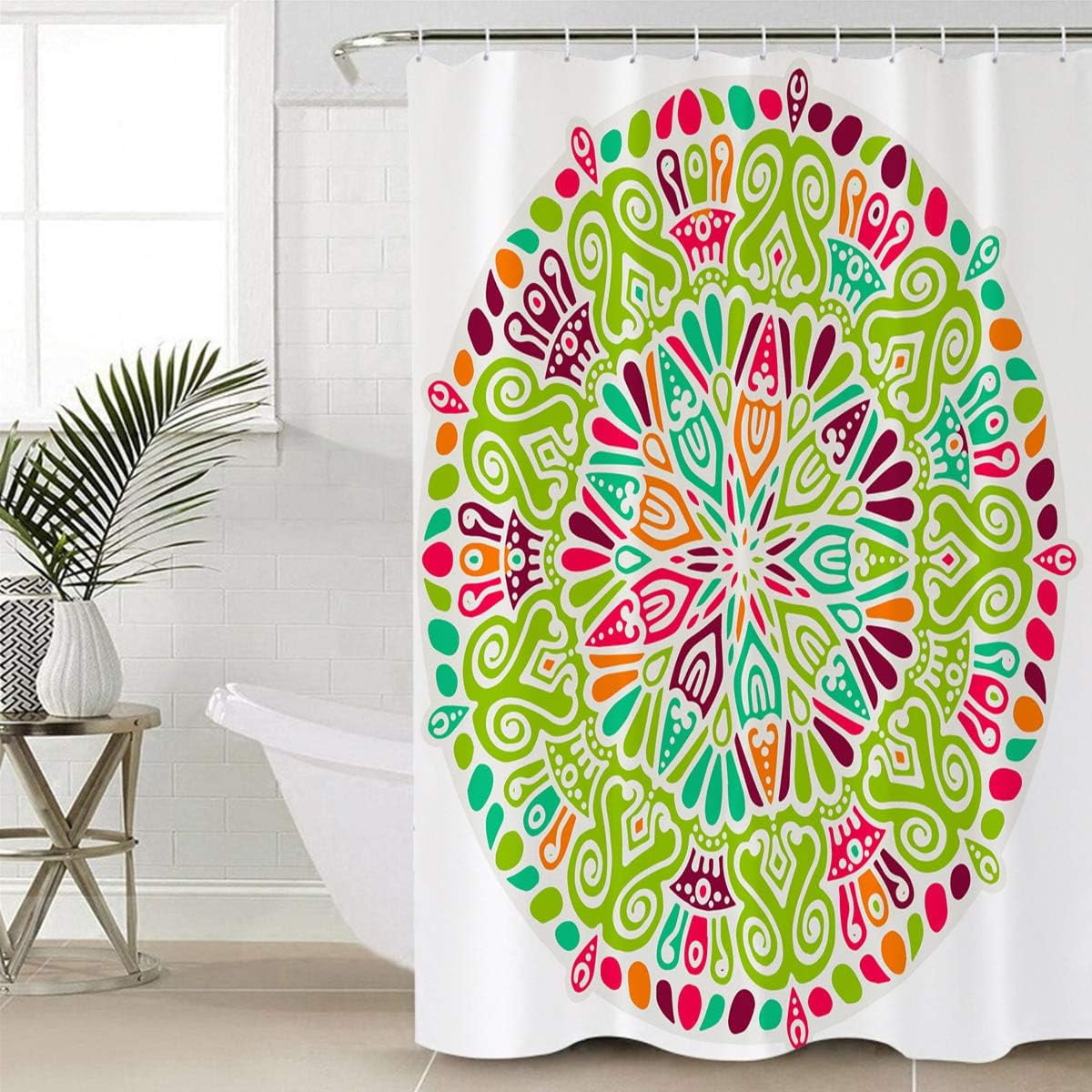 Spxubz Waterproof Shower Curtain Liner Geometric Bohemian Mandala