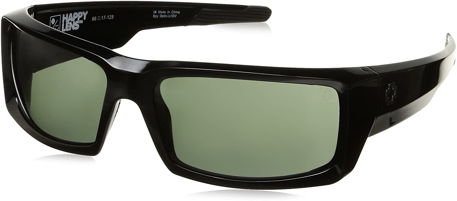 Spy Optic Mens General Rectangular Sunglasses - Black/Happy Gray/Green ...