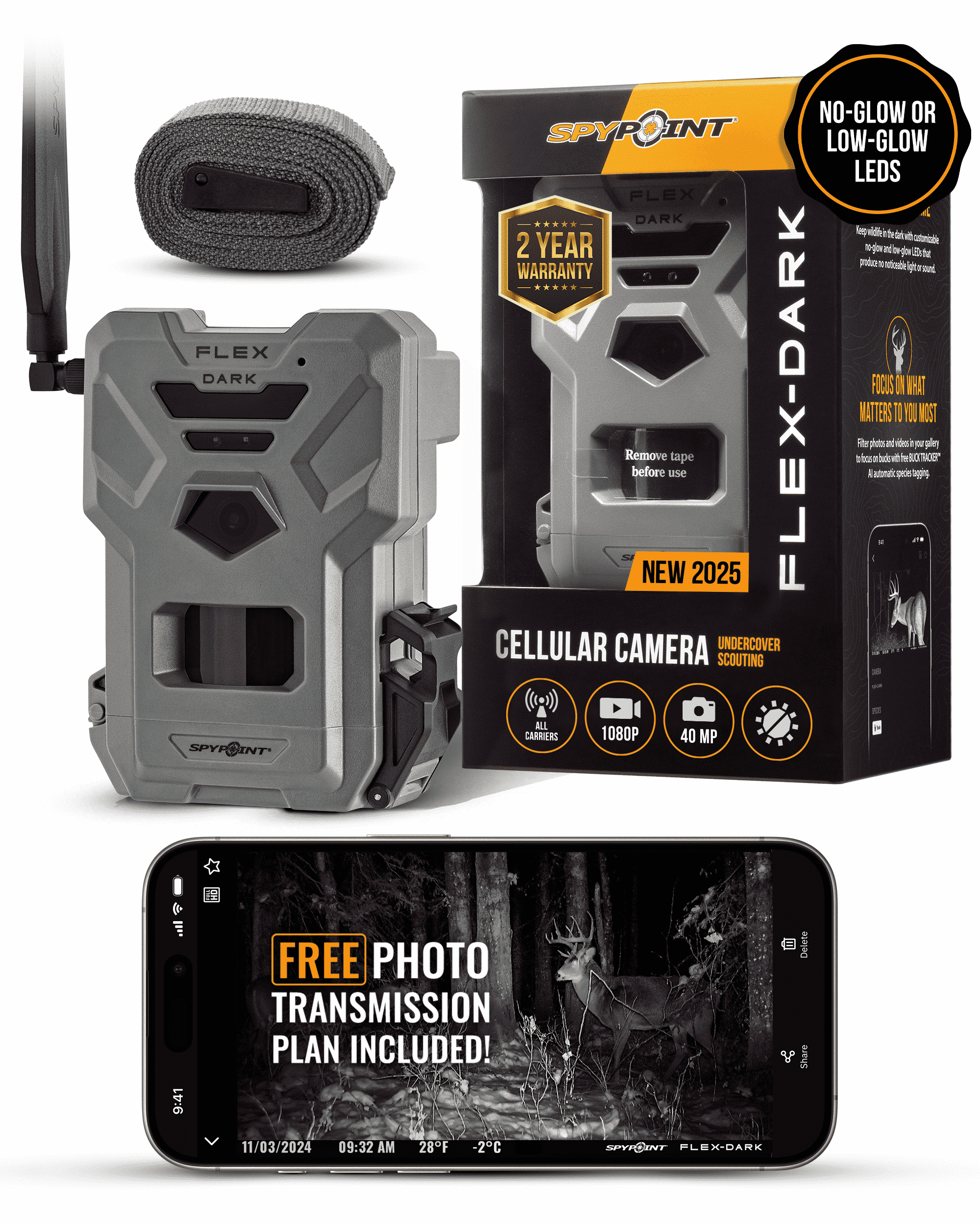 SPYPOINT Flex-Dark Cellular Trail Camera, 40MP Photos and 1080p Videos ...