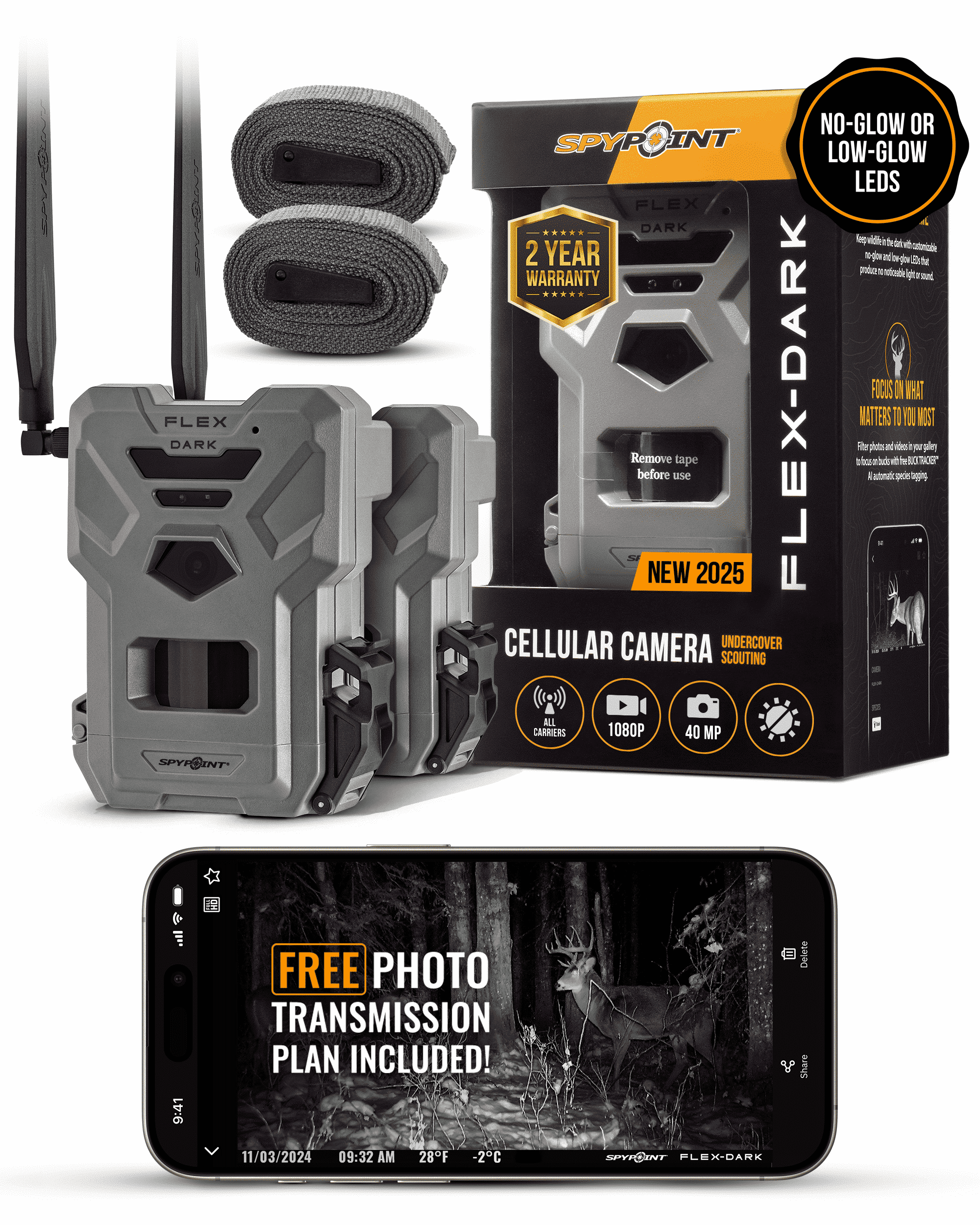 SPYPOINT Flex-Dark Twin Pack Cellular Trail Camera, 40MP Photos and ...