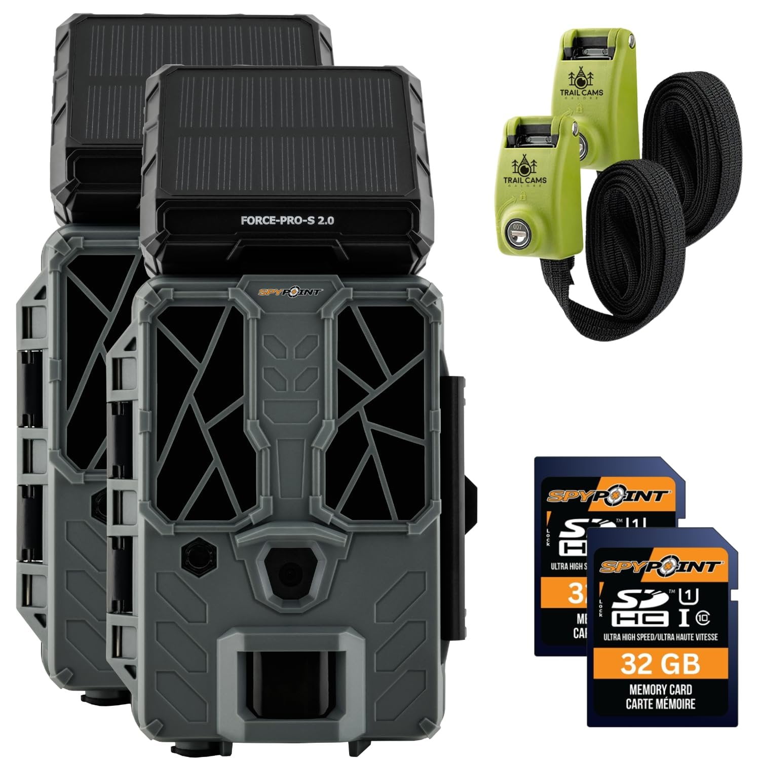SPYPOINT Force-PRO-S 2.0 Solar Trail Camera, Integrated Solar Panel 2PK ...