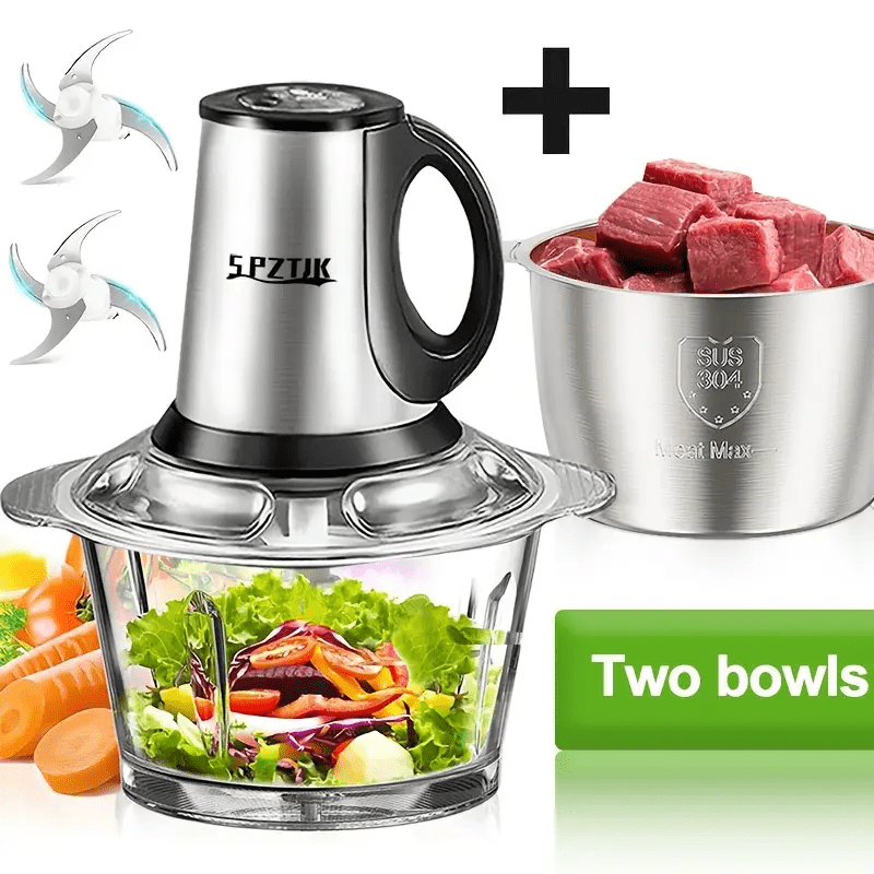 SPZTJK 2 Bowls + 2 Blades Heavy-Duty Electric Meat Grinder & meat ...