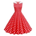 SPZTSX Womens Sleeveless Vintage Midi Dress Peter Pan Collar Polka Dot ...