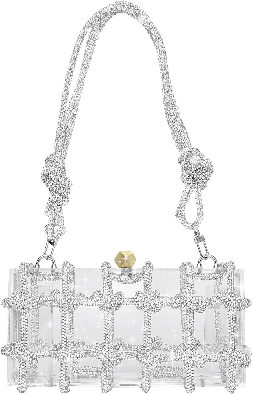 SQDWYGG Clear Acrylic Purse Bag with Rhinestones Clutch Purse Evening ...