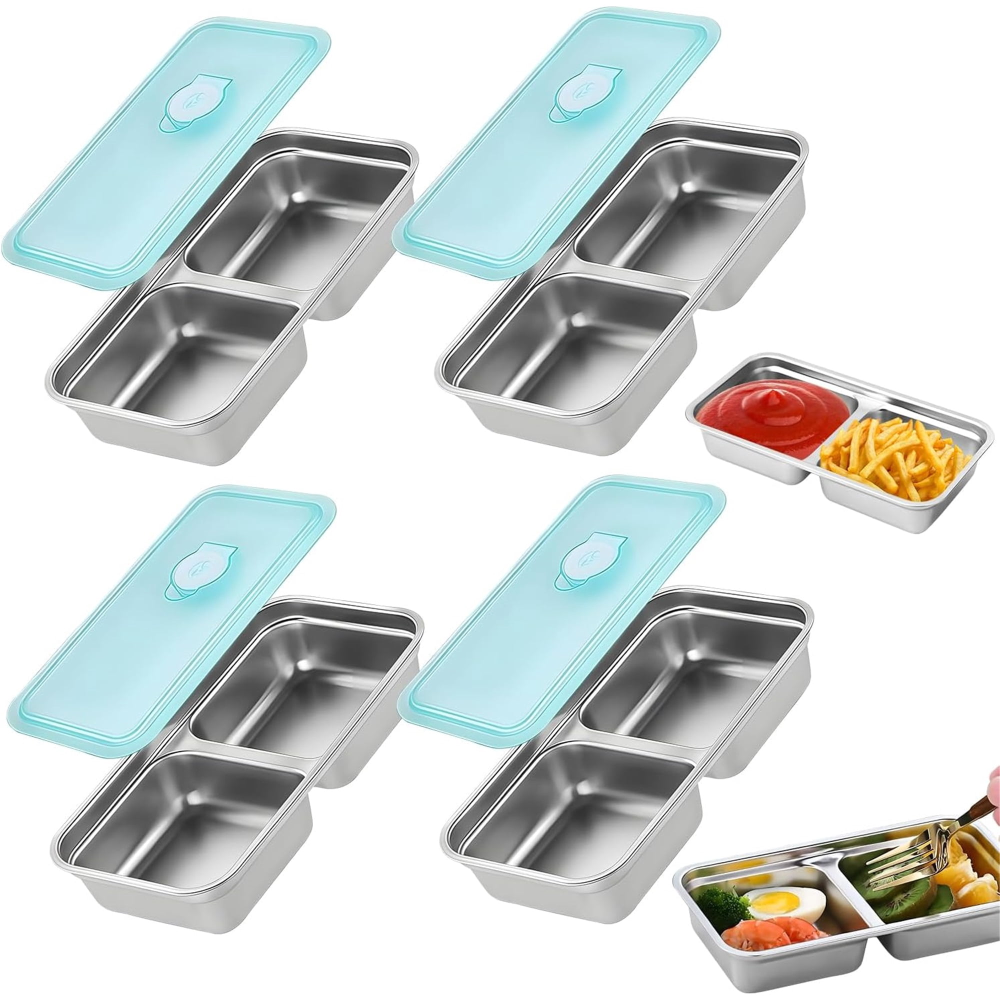 SQDWYGG Grab and Go Snack Containers, Stainless Steel Double ...