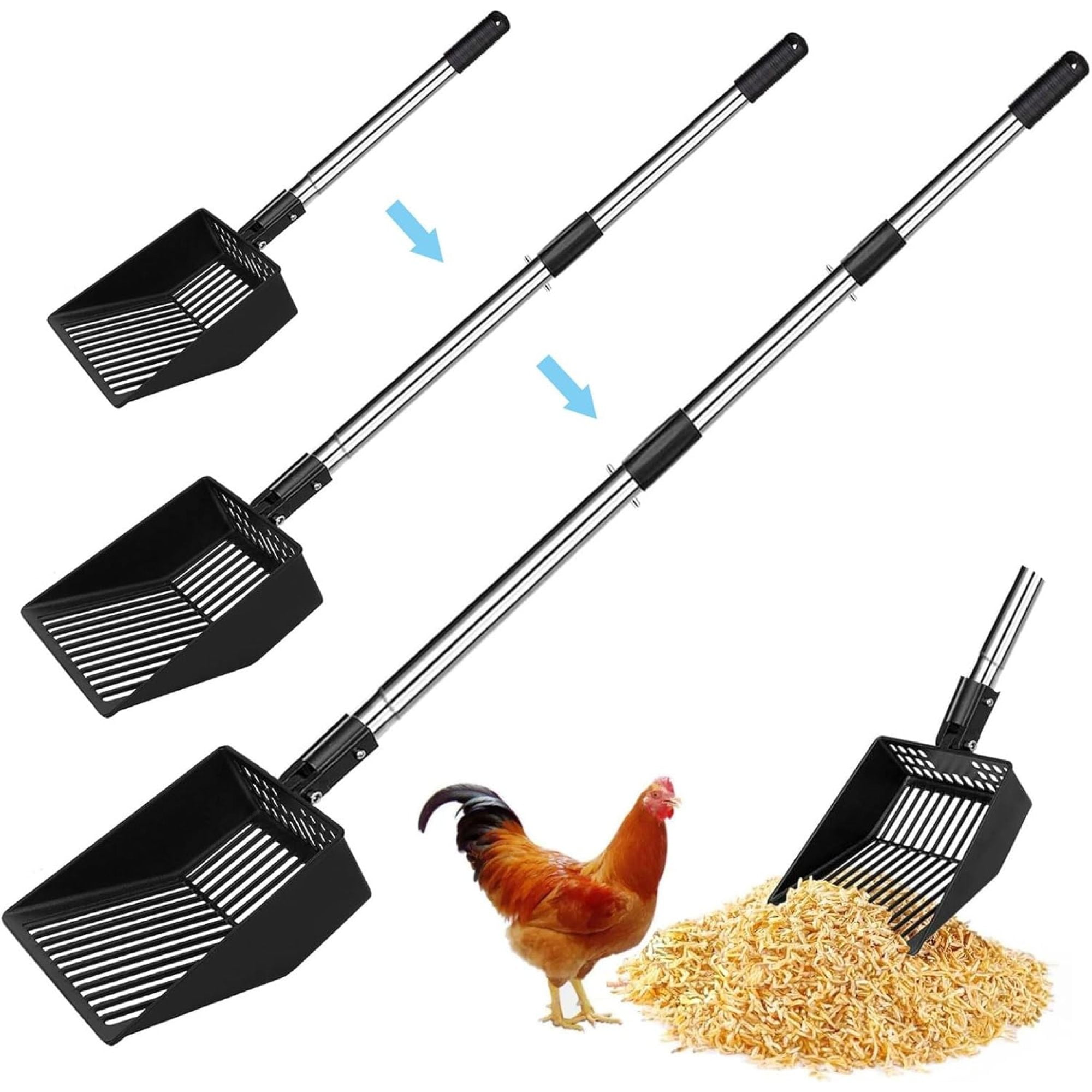 SQDWYGG Metal Chicken Manure Shovel Adjustable and Detachable (20 to 41 ...