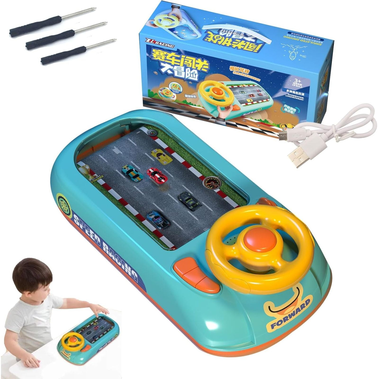 SQDWYGUO Car Racing Adventure Toy Green,Car Toy with Music and Lights ...