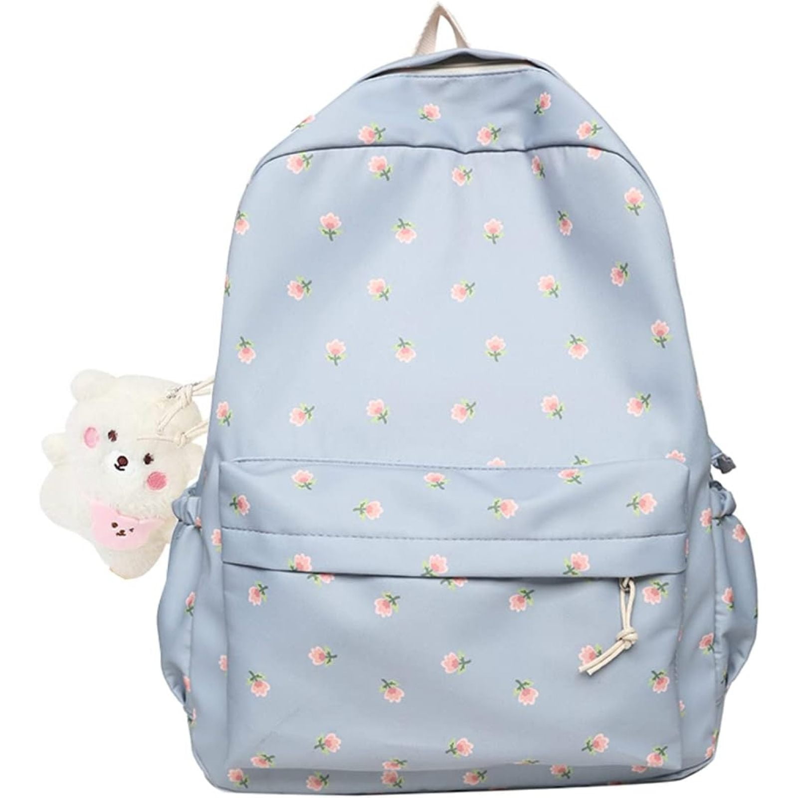 SQDWYGUO Kawaii Backpack Mori Art Floral Backpack With Pendant 16.1 ...