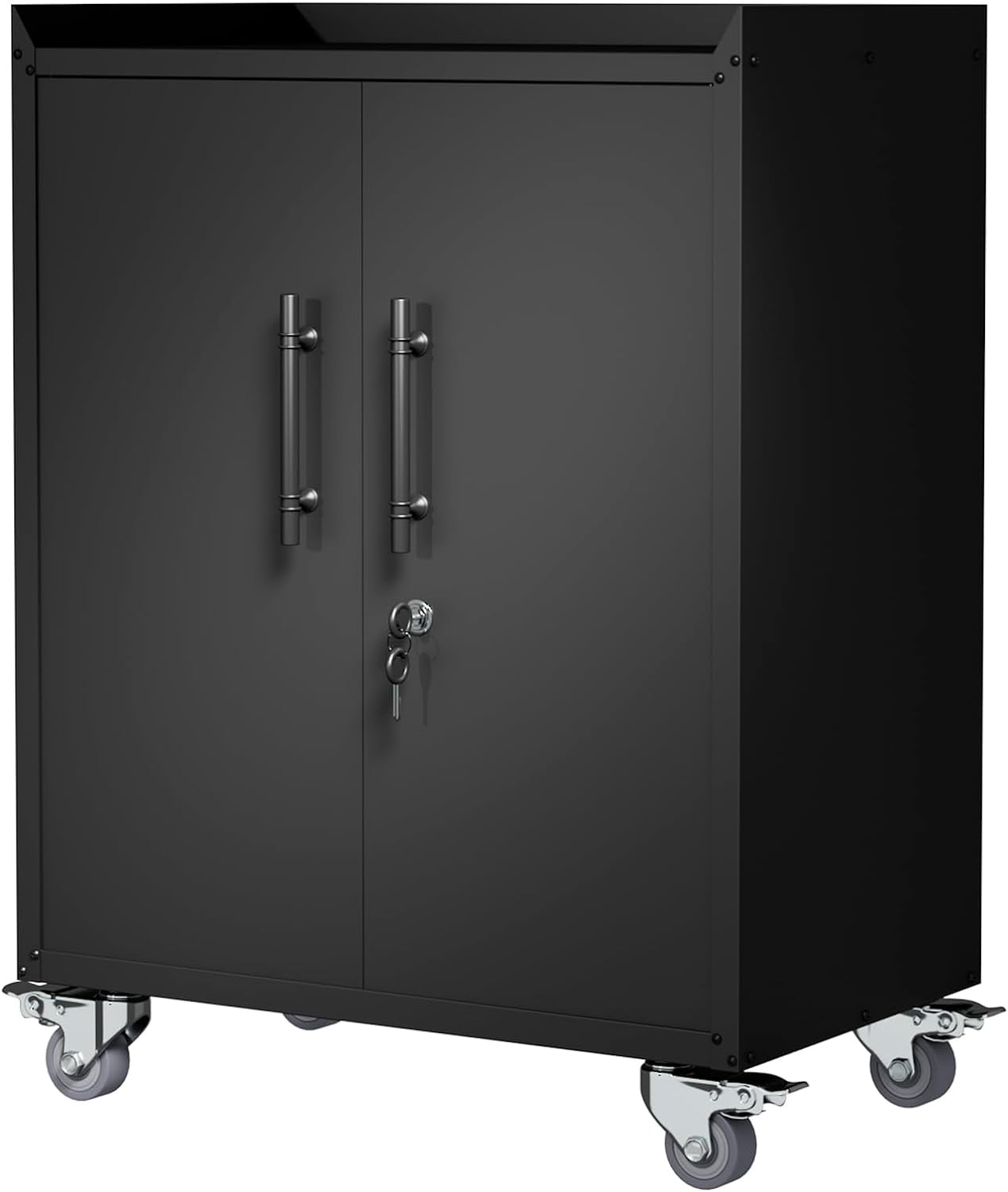SQFHV Garage Cabinet with Wheels Metal Cabinet with Doors and ...