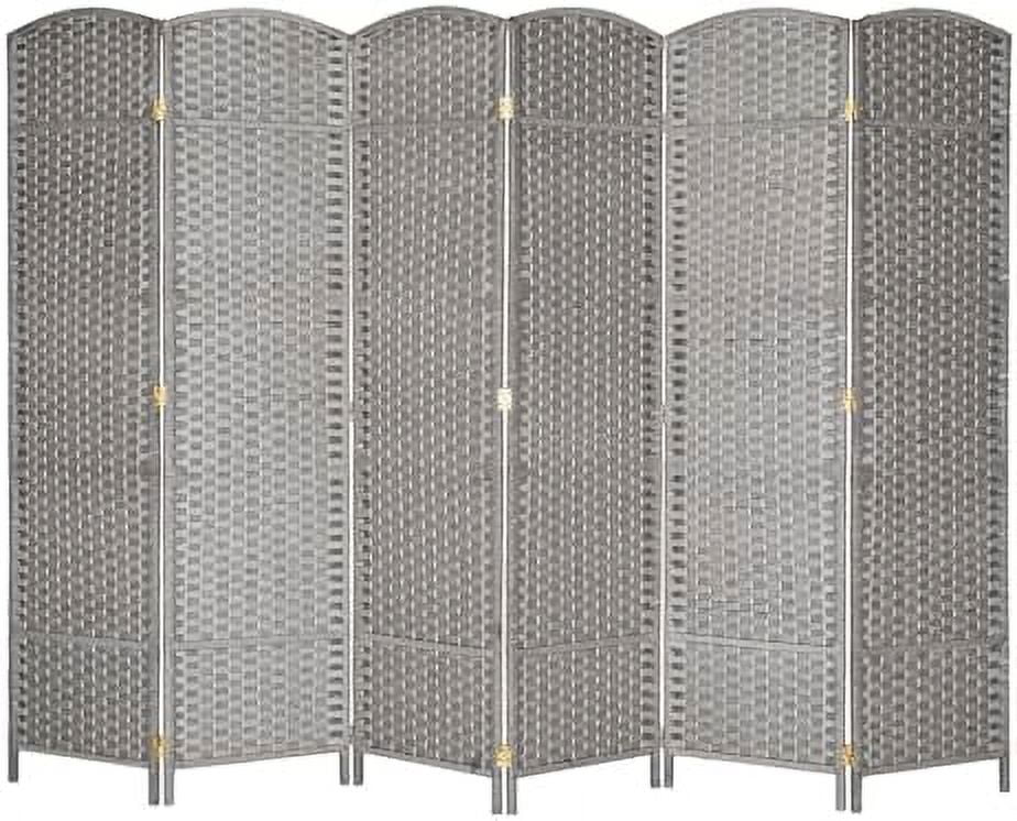 SQGFE 6-Panels Tall Rattan Room Divider 6 FT Folding Privacy Screen ...