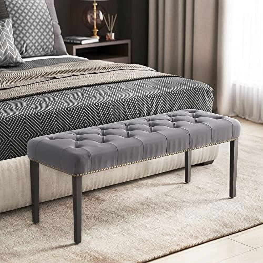 Sqhjv Modern 47 Inch Tufted Rectangular Ottoman With Legs Upholstered