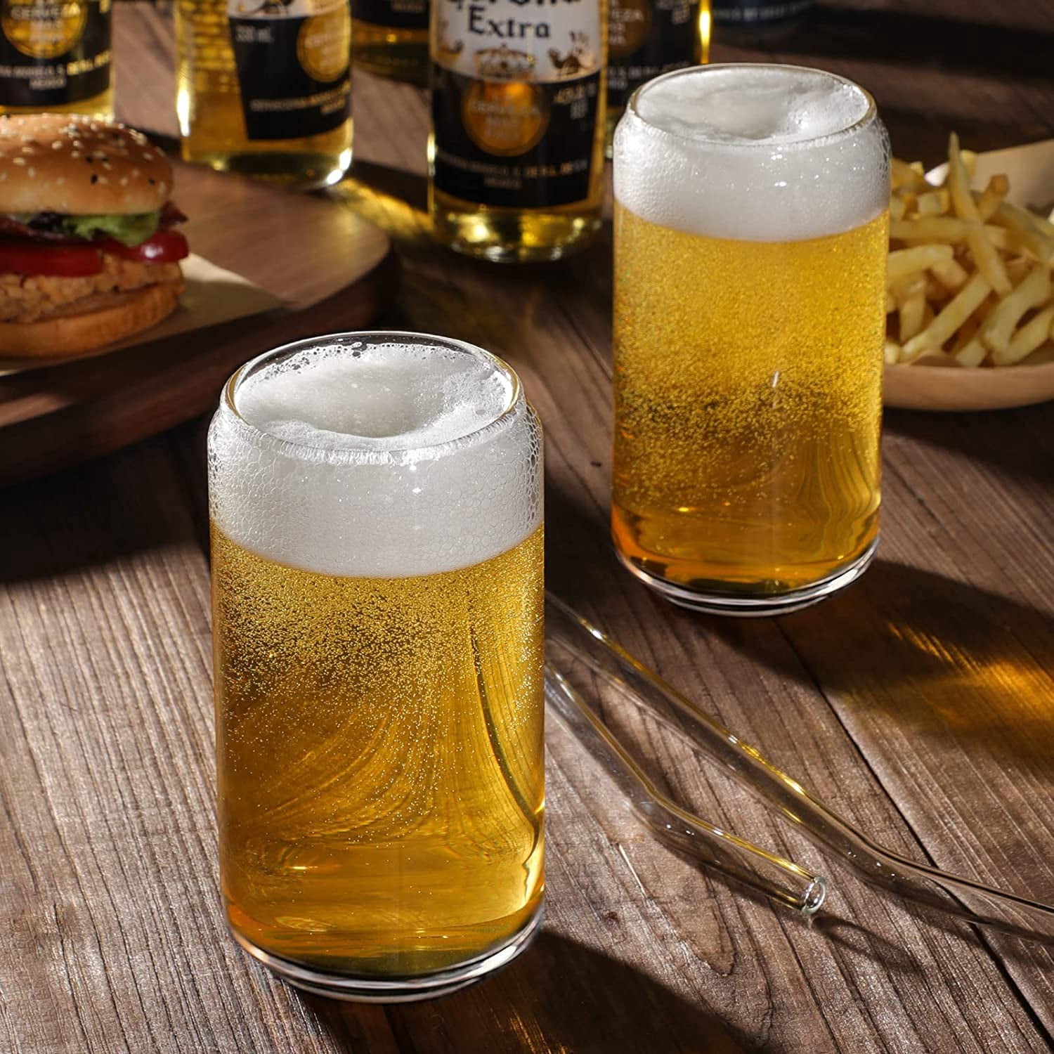 SQINELLI Beer Glass Can with Glass Straw Soda Cococola Glass Mug 450ml ...